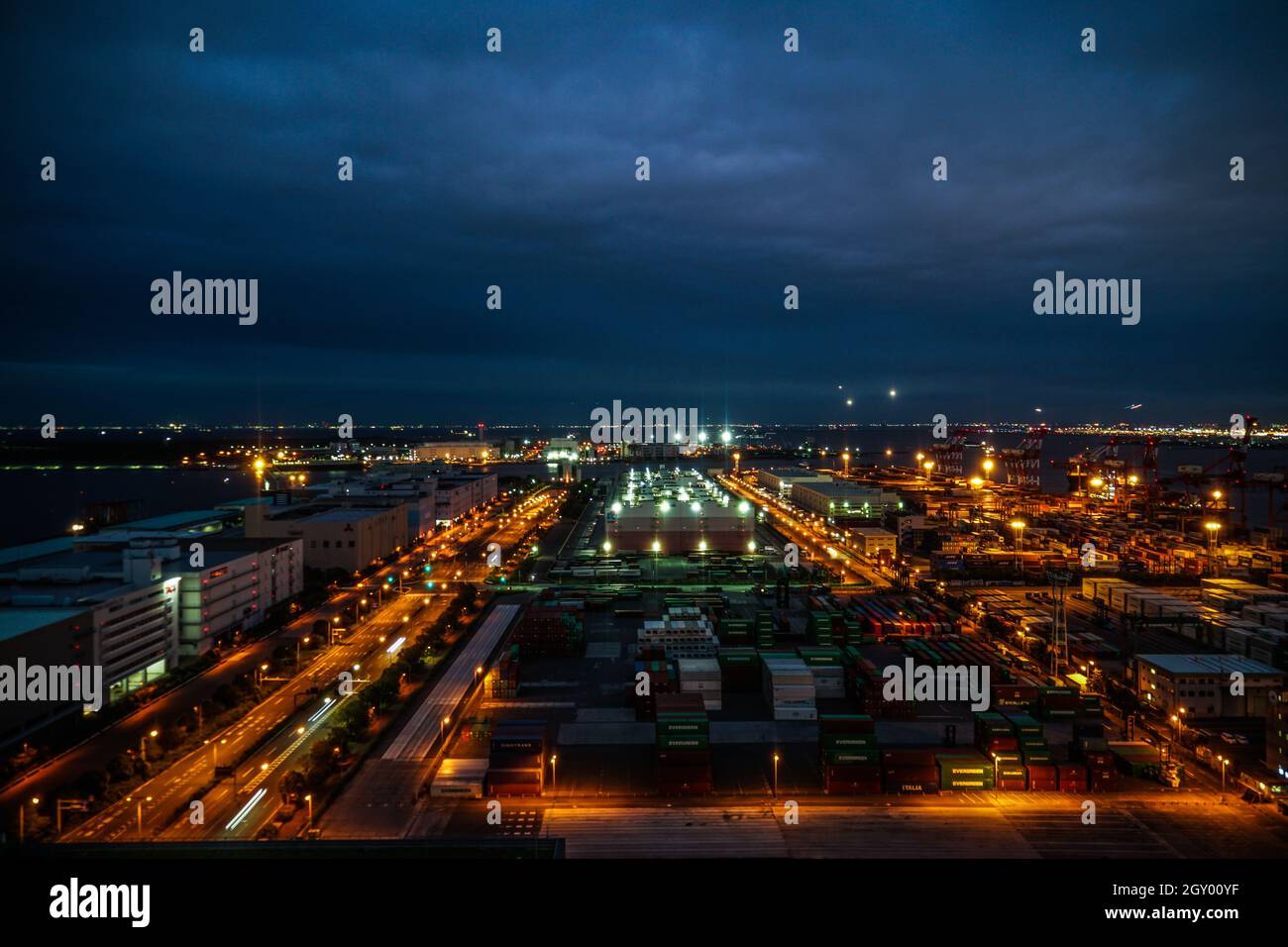 Night view of Odaiba, Tokyo Container Terminal. Shooting Location ...