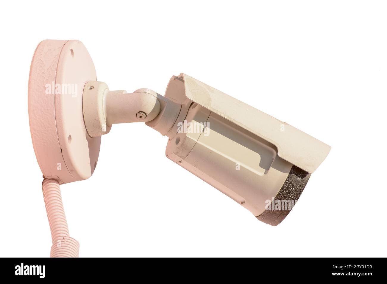 CCTV camera mounted on a white background Stock Photo - Alamy