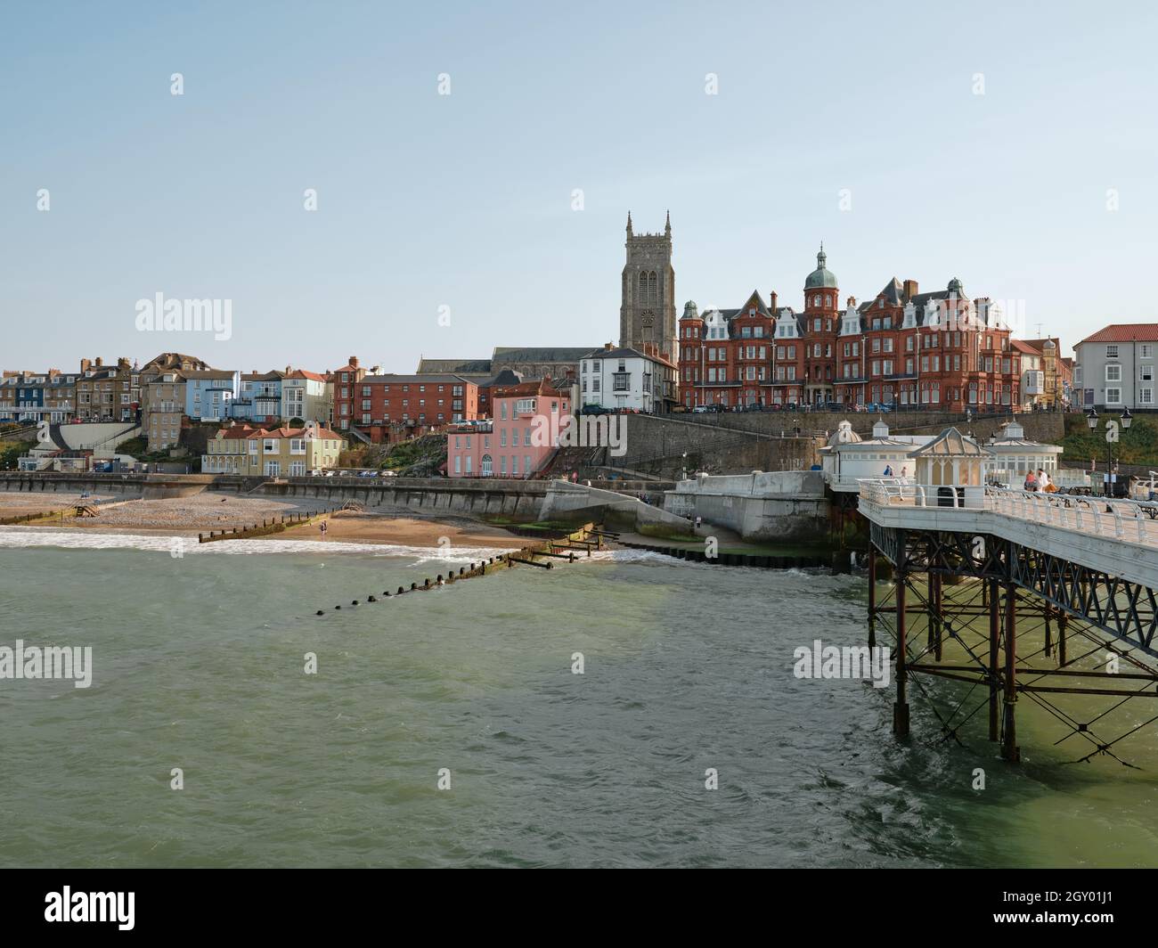 Cromer Pier and Hotel de Paris in the traditional seaside resort town ...