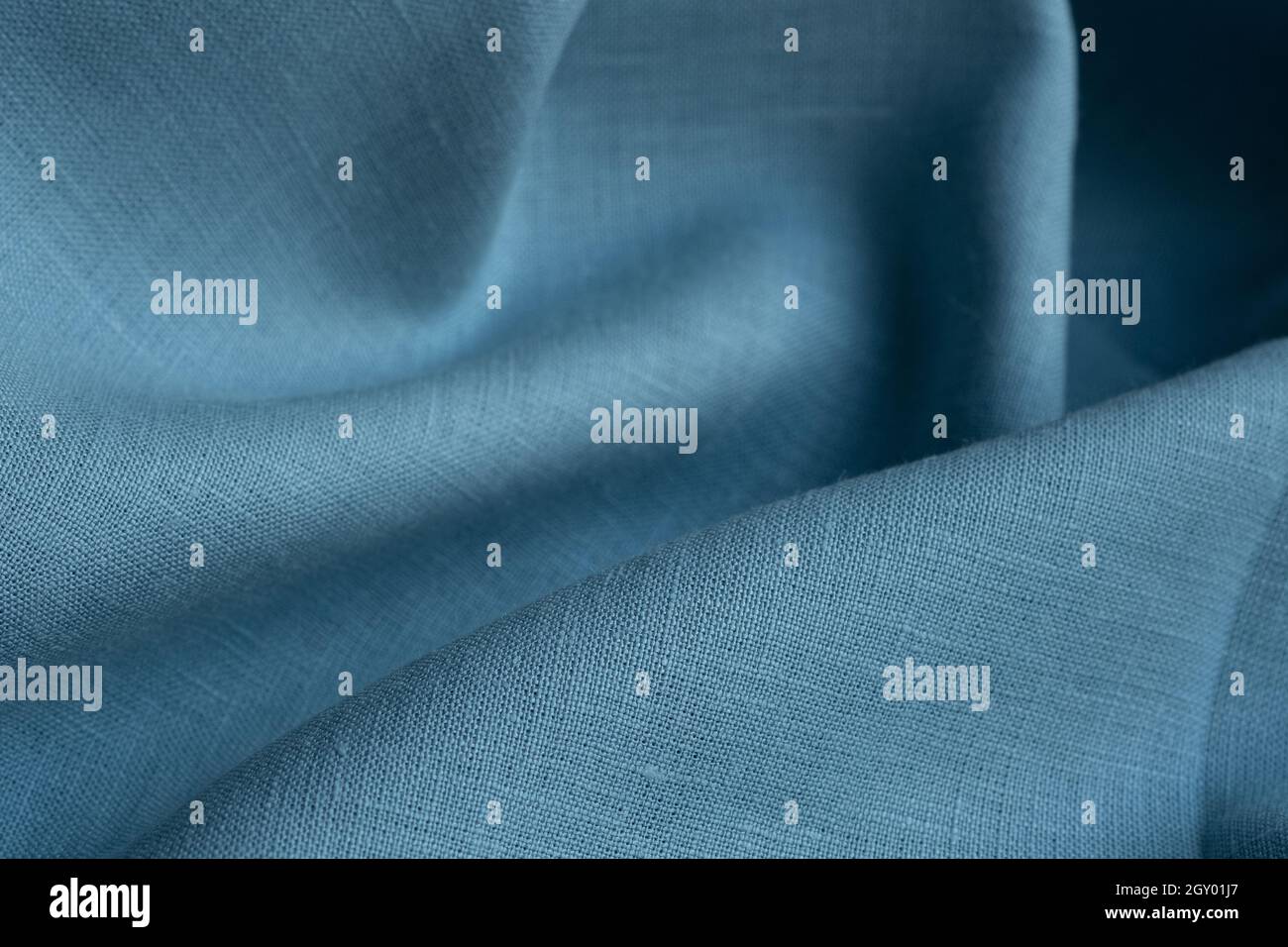 Linen fabric, blue background. Soft linen blue fabric texture. Textured ...