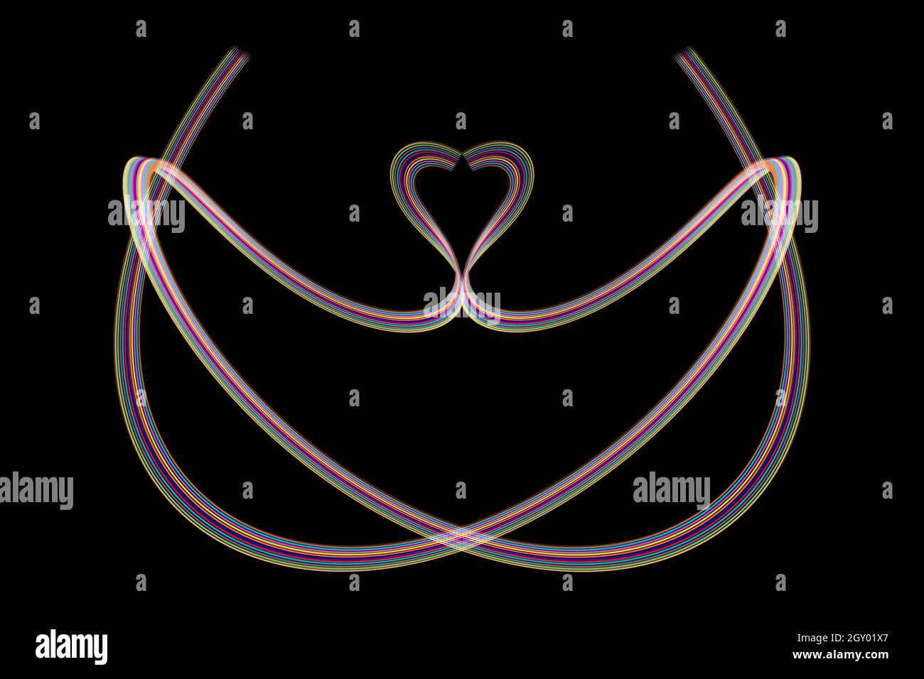 The multi color lines are abstract on a black background Stock Photo ...