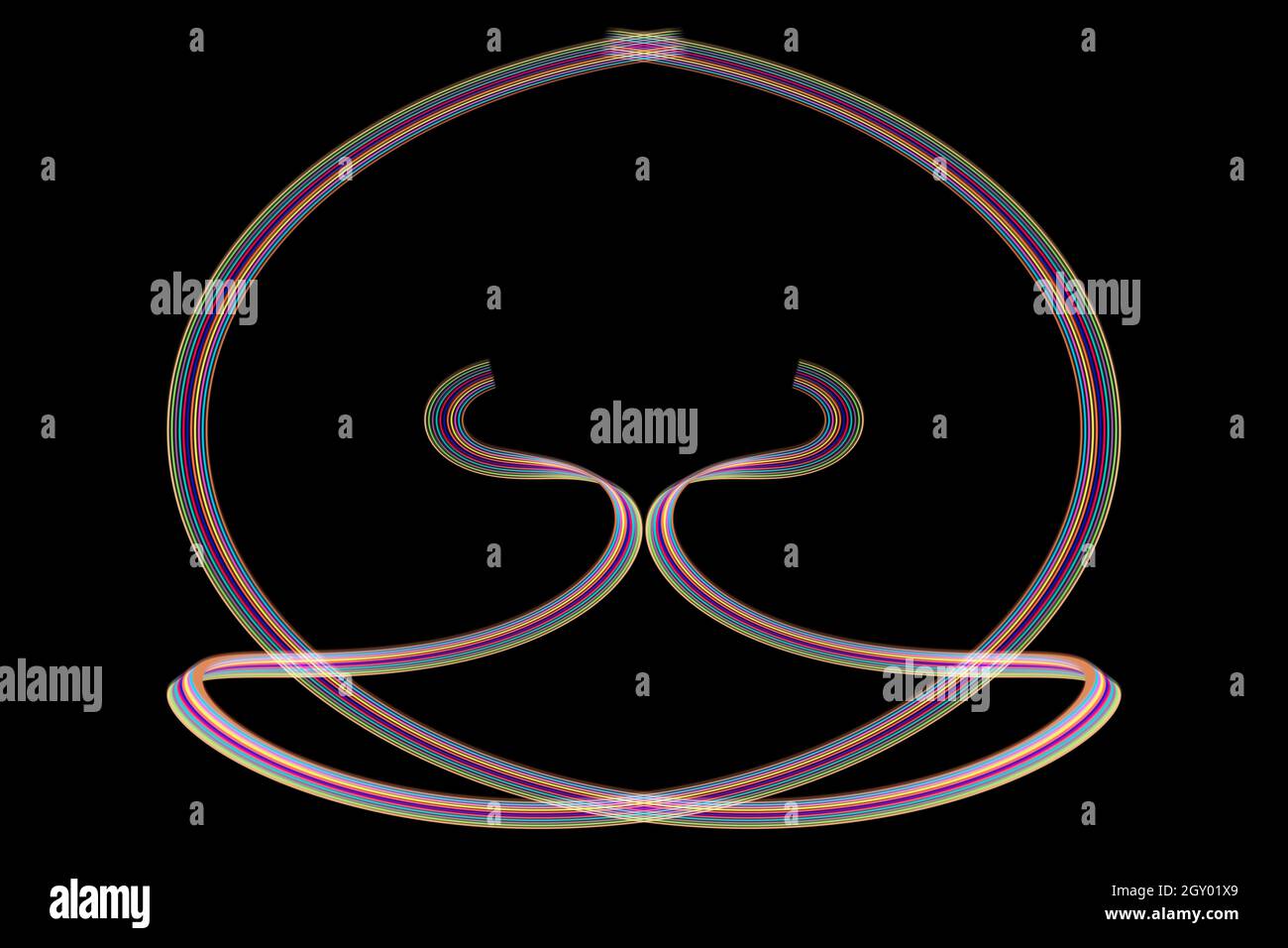 The multi color lines are abstract on a black background Stock Photo ...