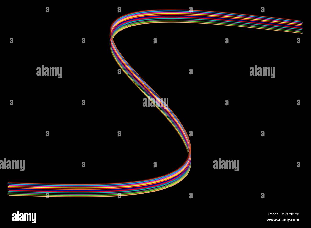 The multi color lines are abstract on a black background Stock Photo ...