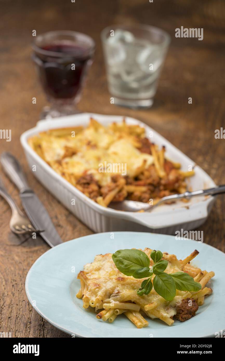 baked italian maceroni pasta with cheese Stock Photo - Alamy