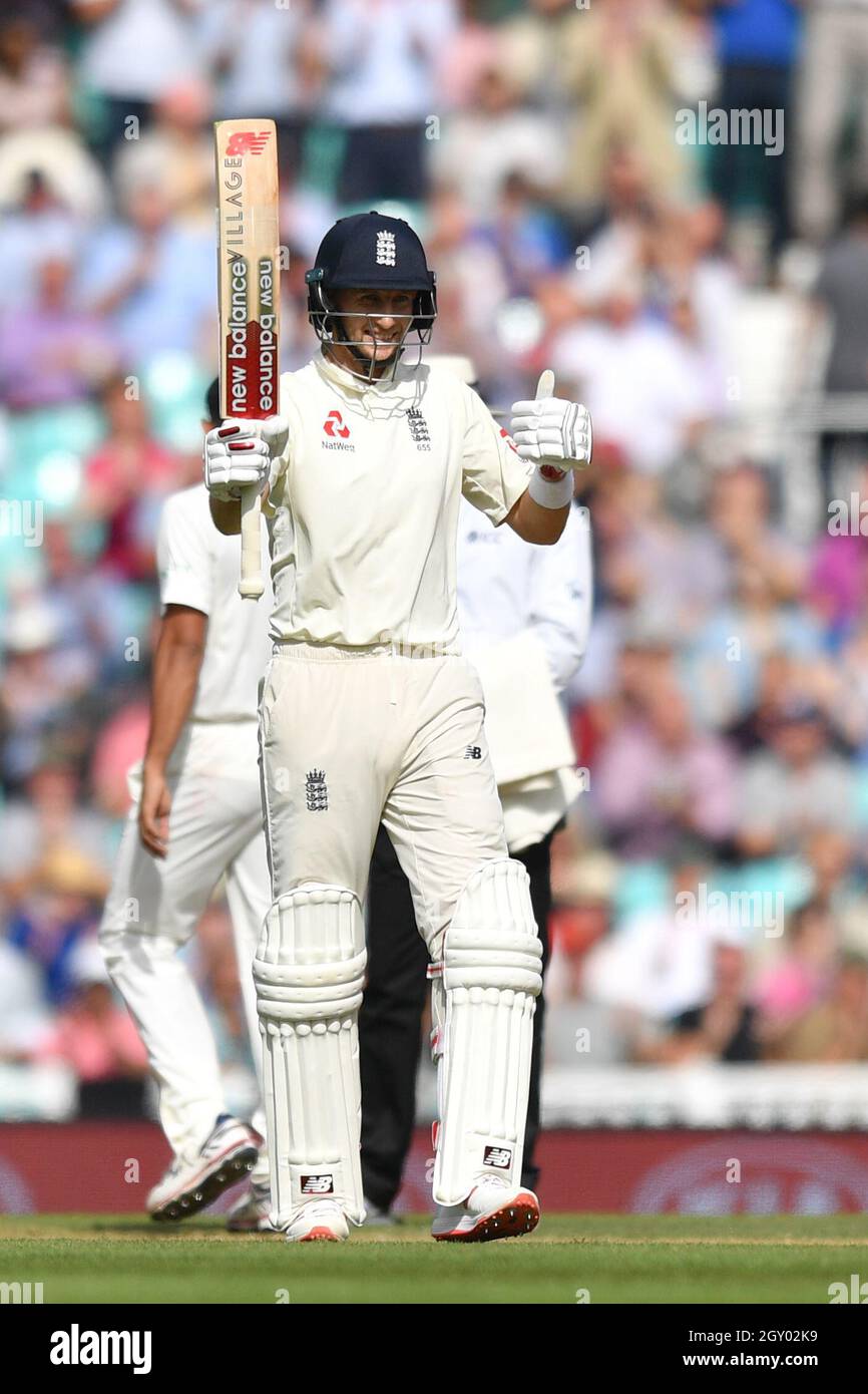 England’s captain Joe Root celebrates scoring 50 not out during the ...