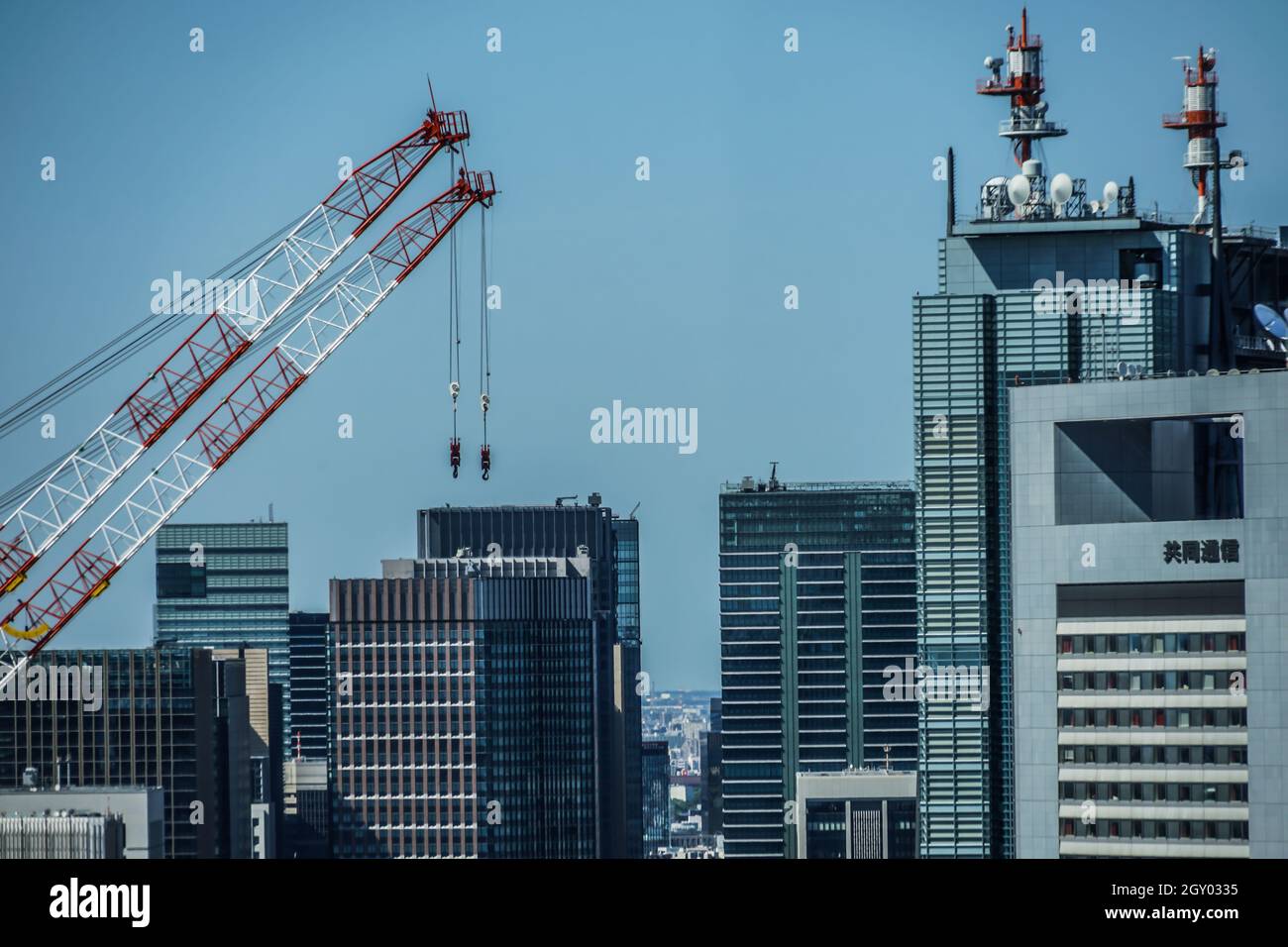 Building under construction and the Tokyo skyline. Shooting Location ...