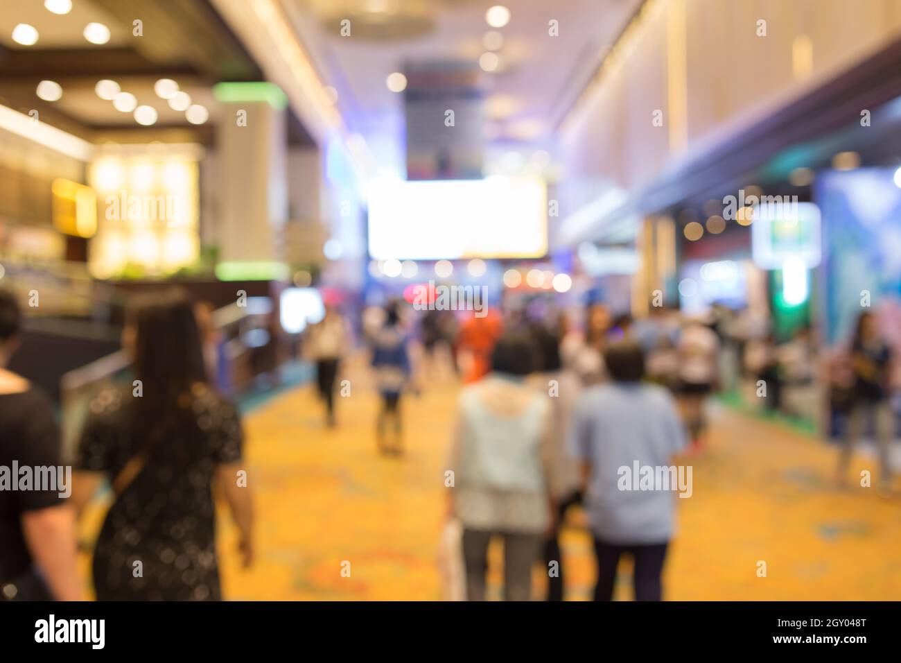 Abstract blurred event exhibition with people background, business ...