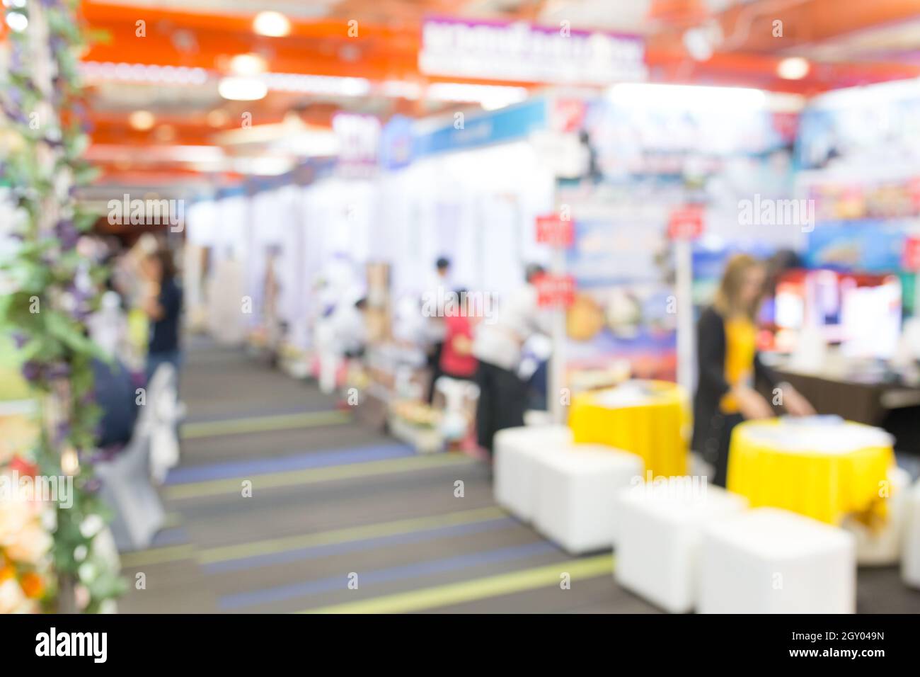 Abstract blurred event exhibition with people background, business ...