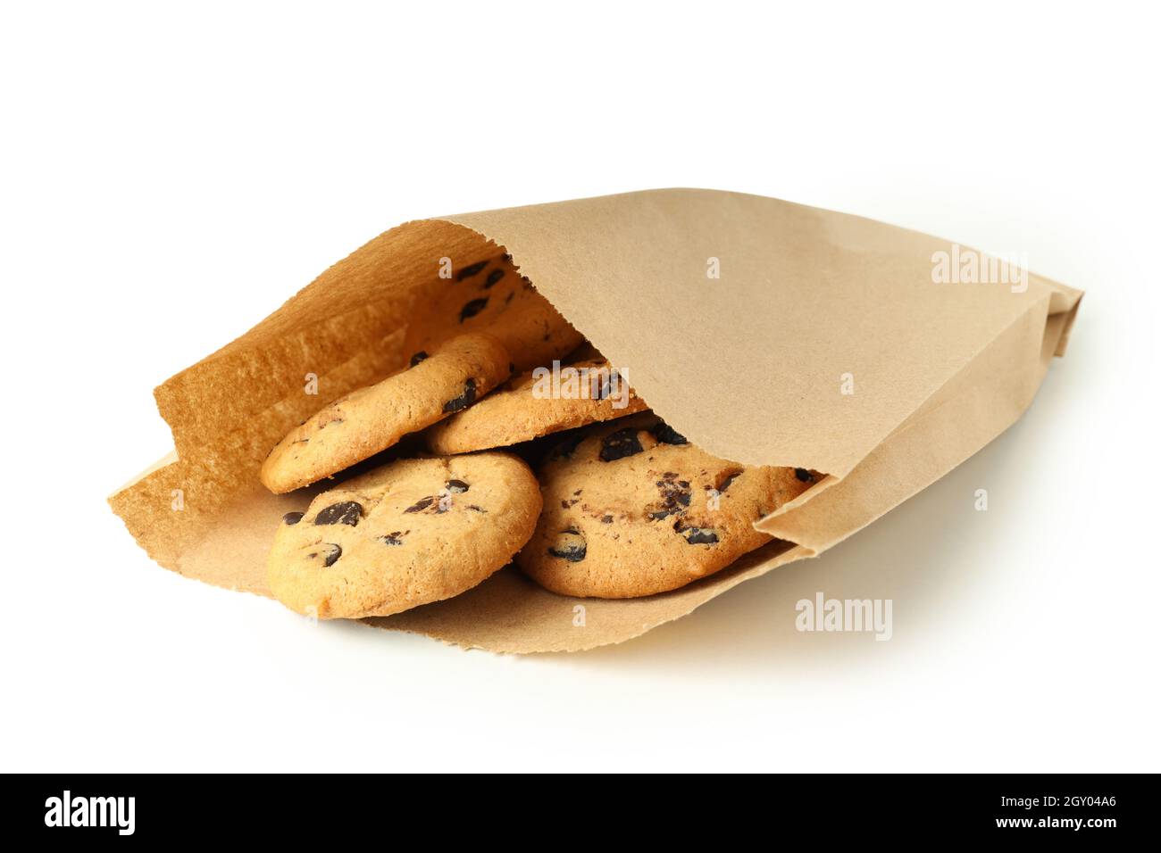 Paper bag with cookies isolated on white background Stock Photo - Alamy