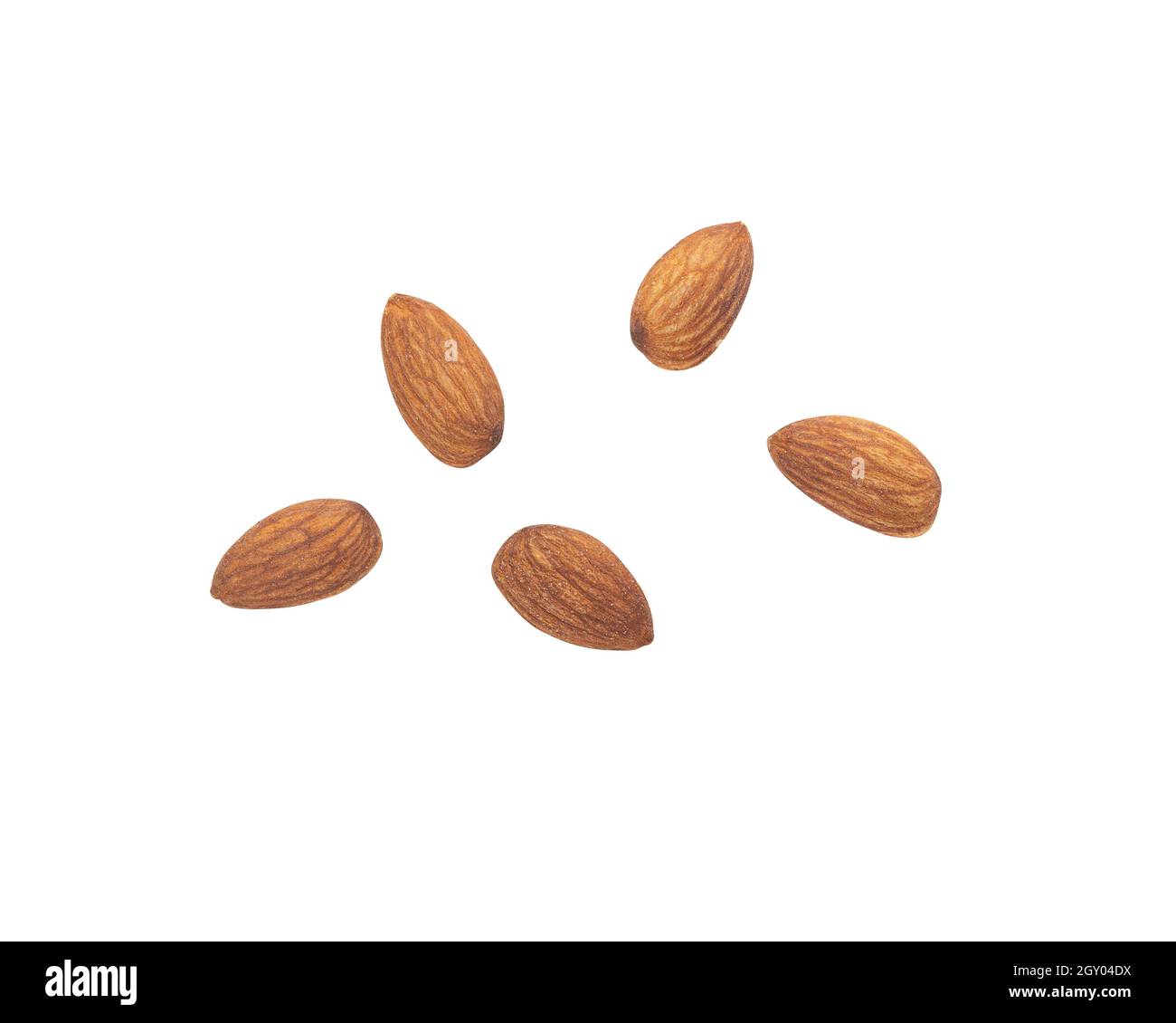 Almonds falling isolated on white background with clipping path Stock ...