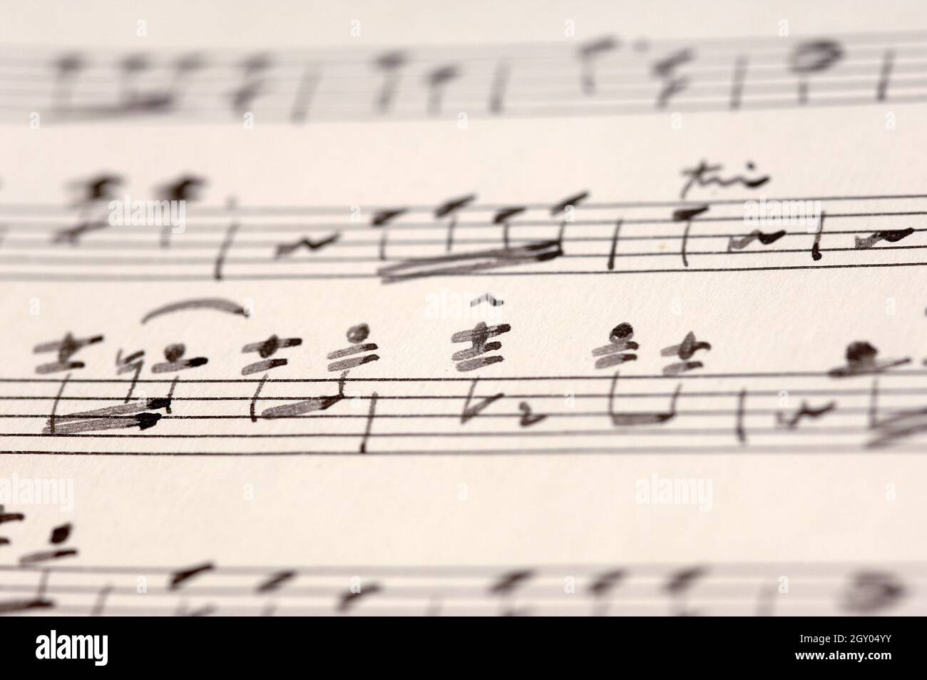 old sheet of music with handwritten notes Stock Photo - Alamy