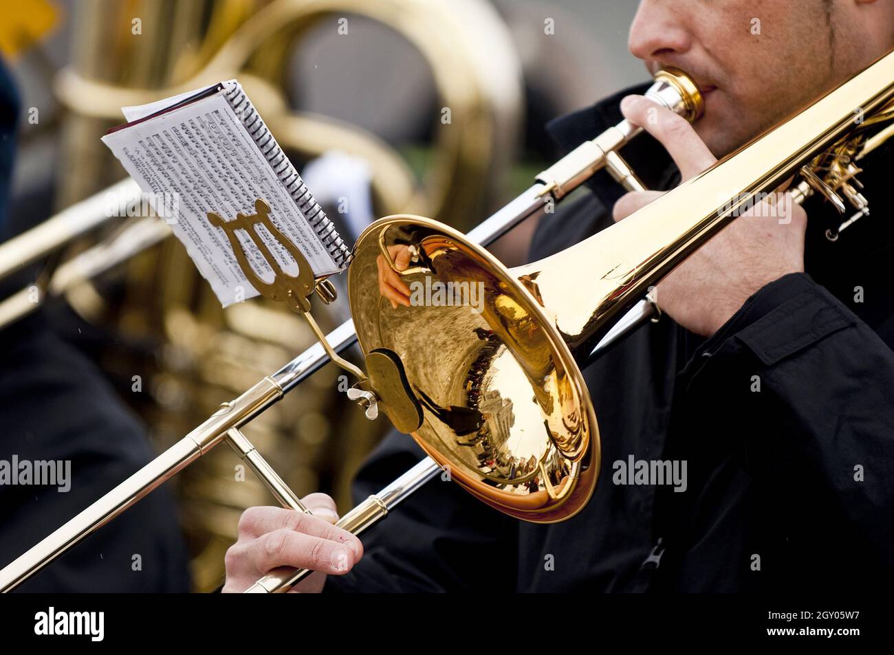 trombonist in a band, Germany Stock Photo - Alamy