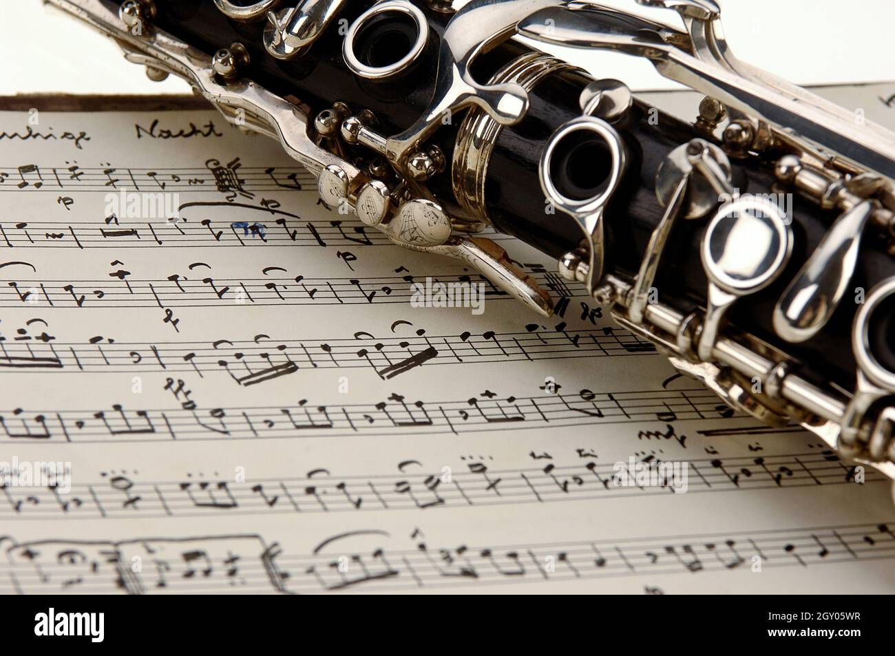 clarinet with sheet of music Stock Photo - Alamy