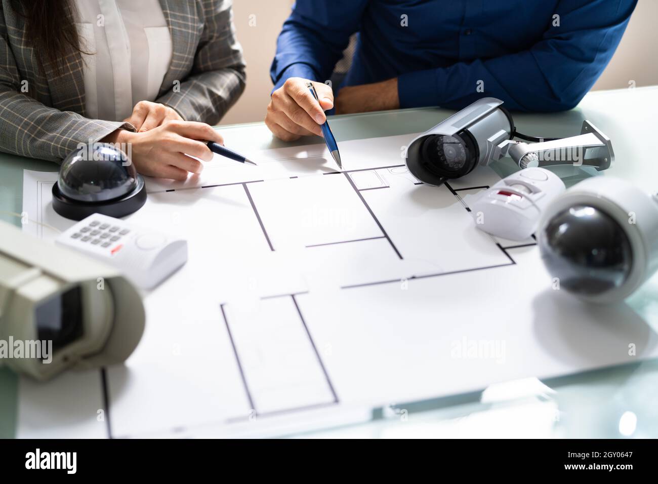 Security And Fire System Sensor Protection. Top View Stock Photo - Alamy
