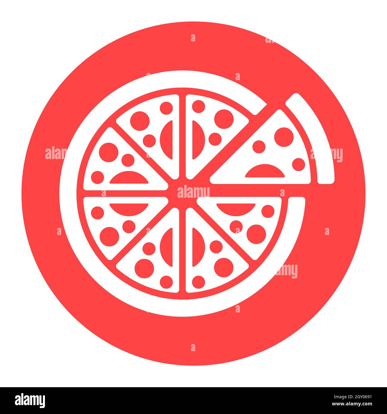 Pizza vector white glyph icon. Fast food sign. Graph symbol for cooking ...