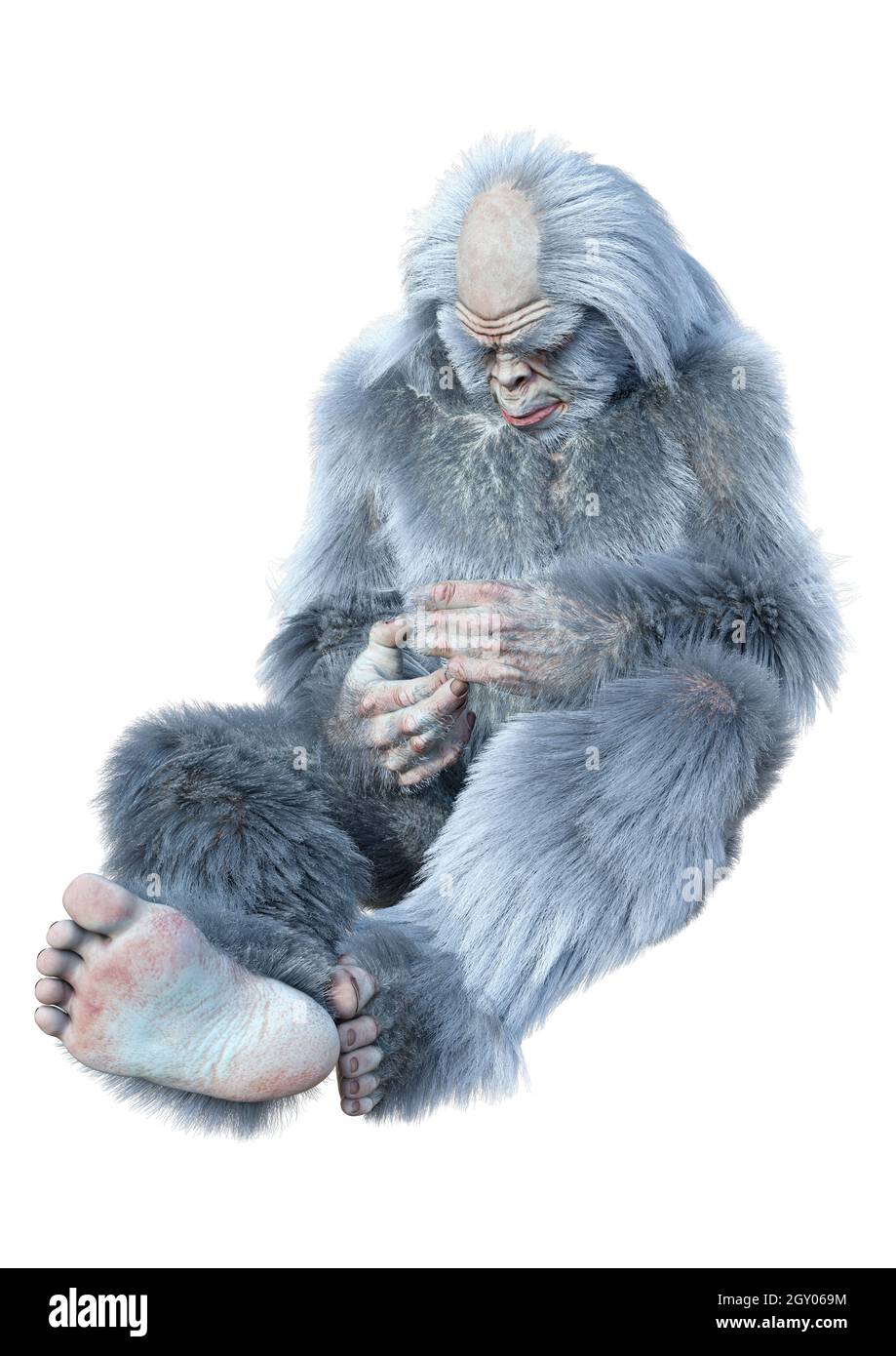 3D rendering of a fantasy creature yeti isolated on white background ...