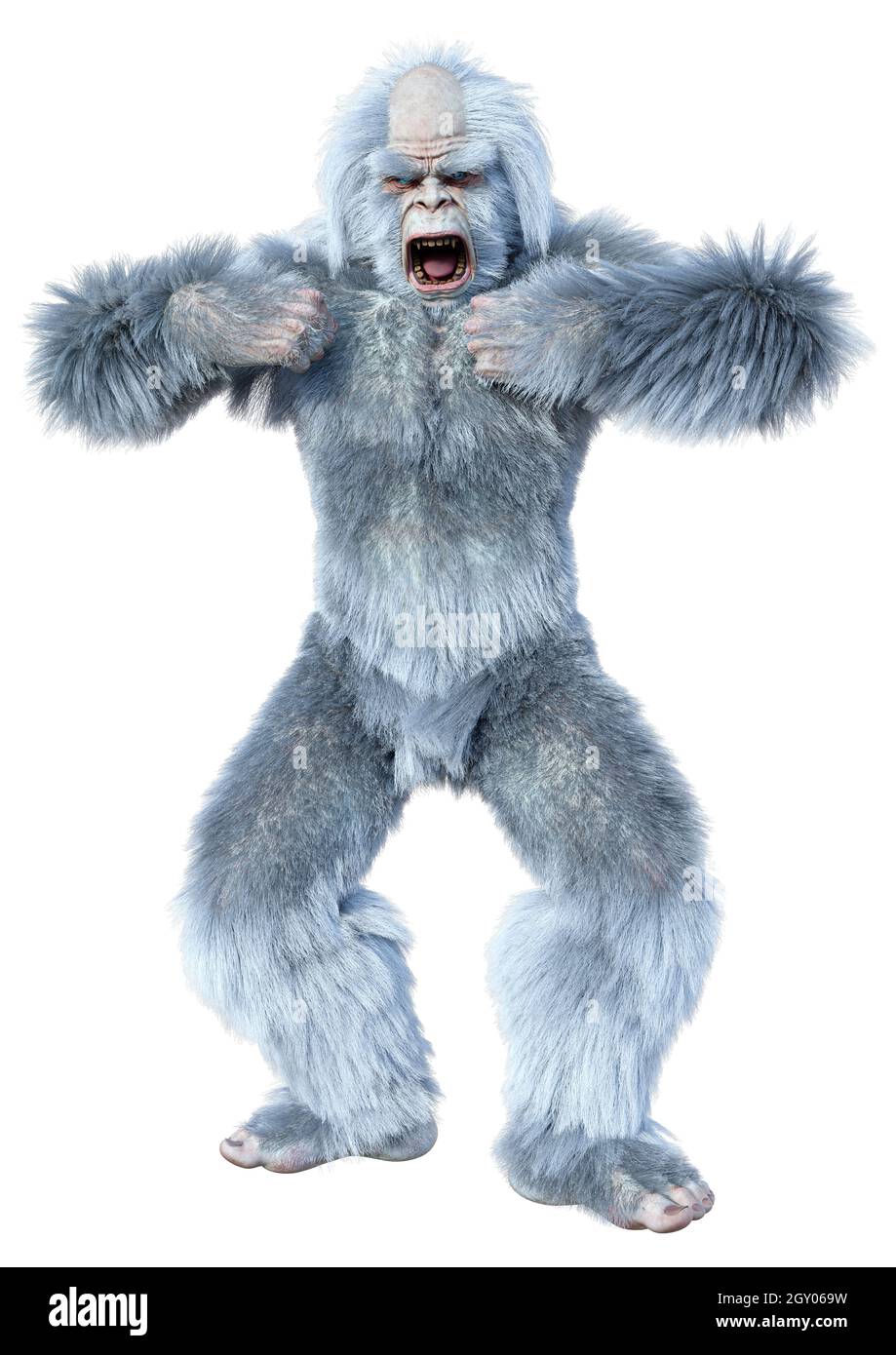 3D rendering of a fantasy creature yeti isolated on white background ...