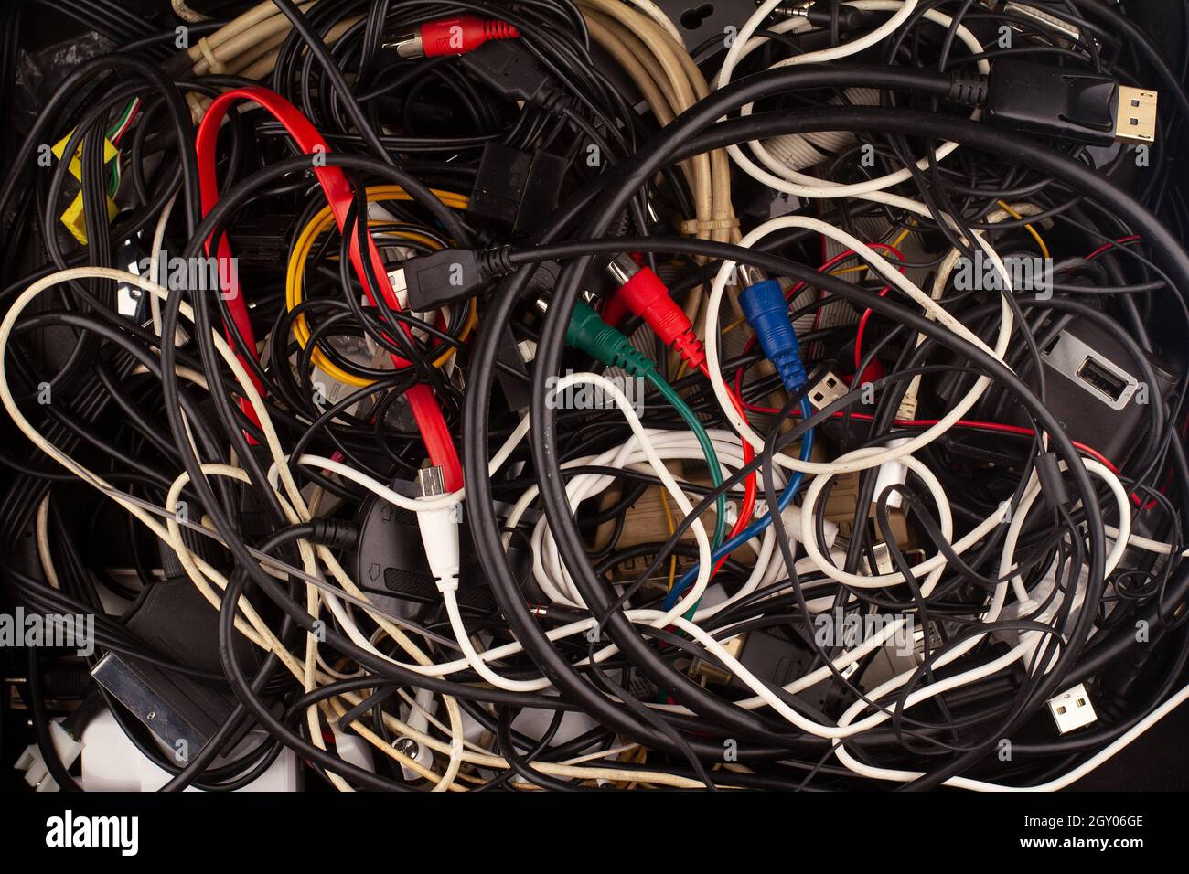 front view closeup background texture of many different old computer ...