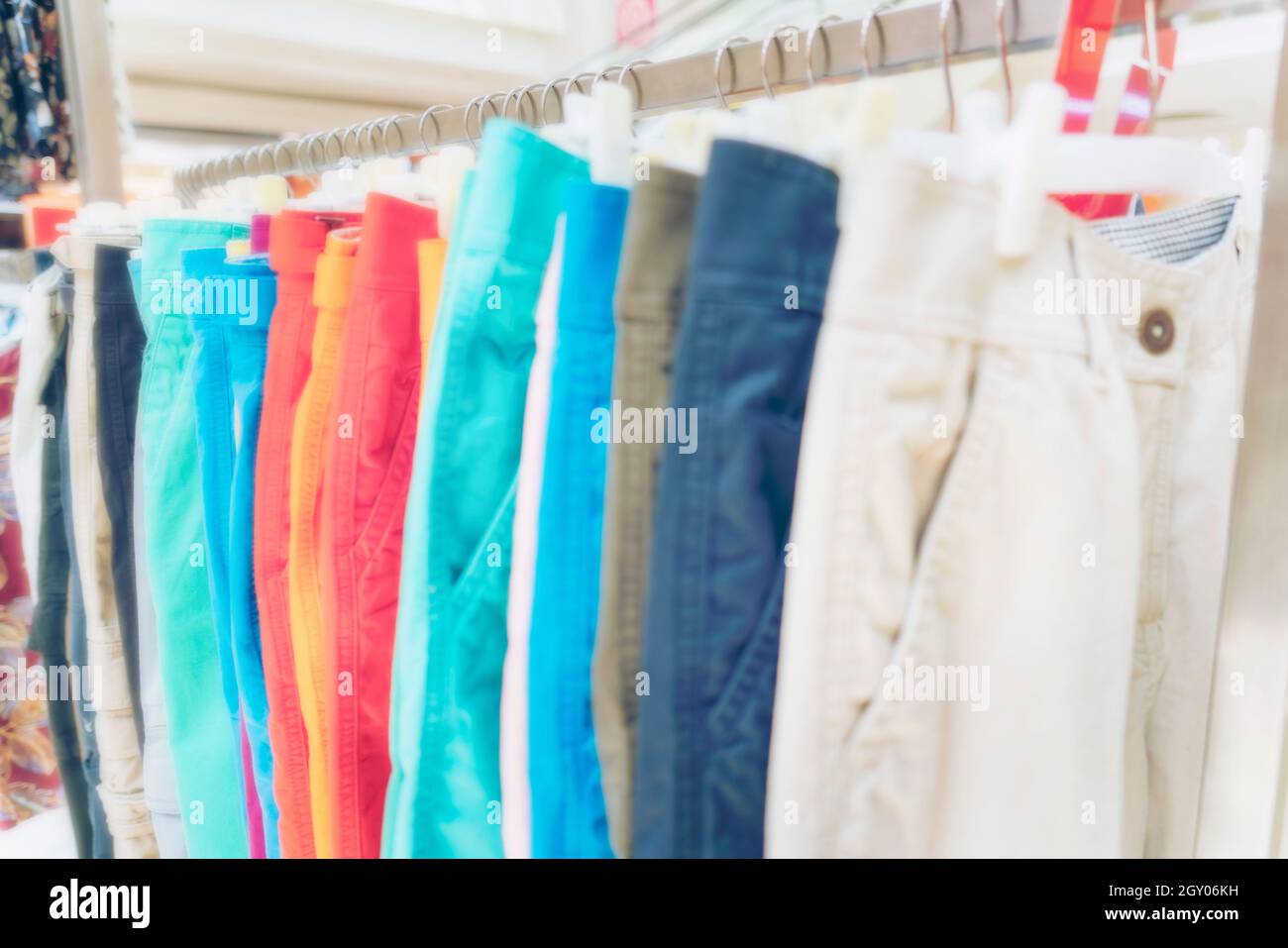 Clothes Shop Costume Dress Fashion Store Style Concept. Pants hanging ...