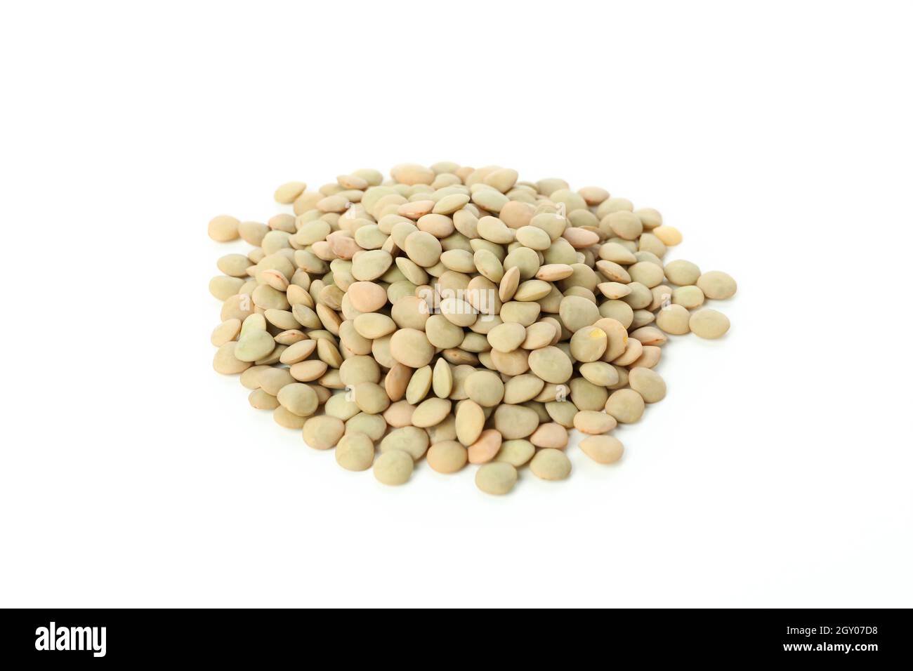 Handful of lentils isolated on white background Stock Photo - Alamy