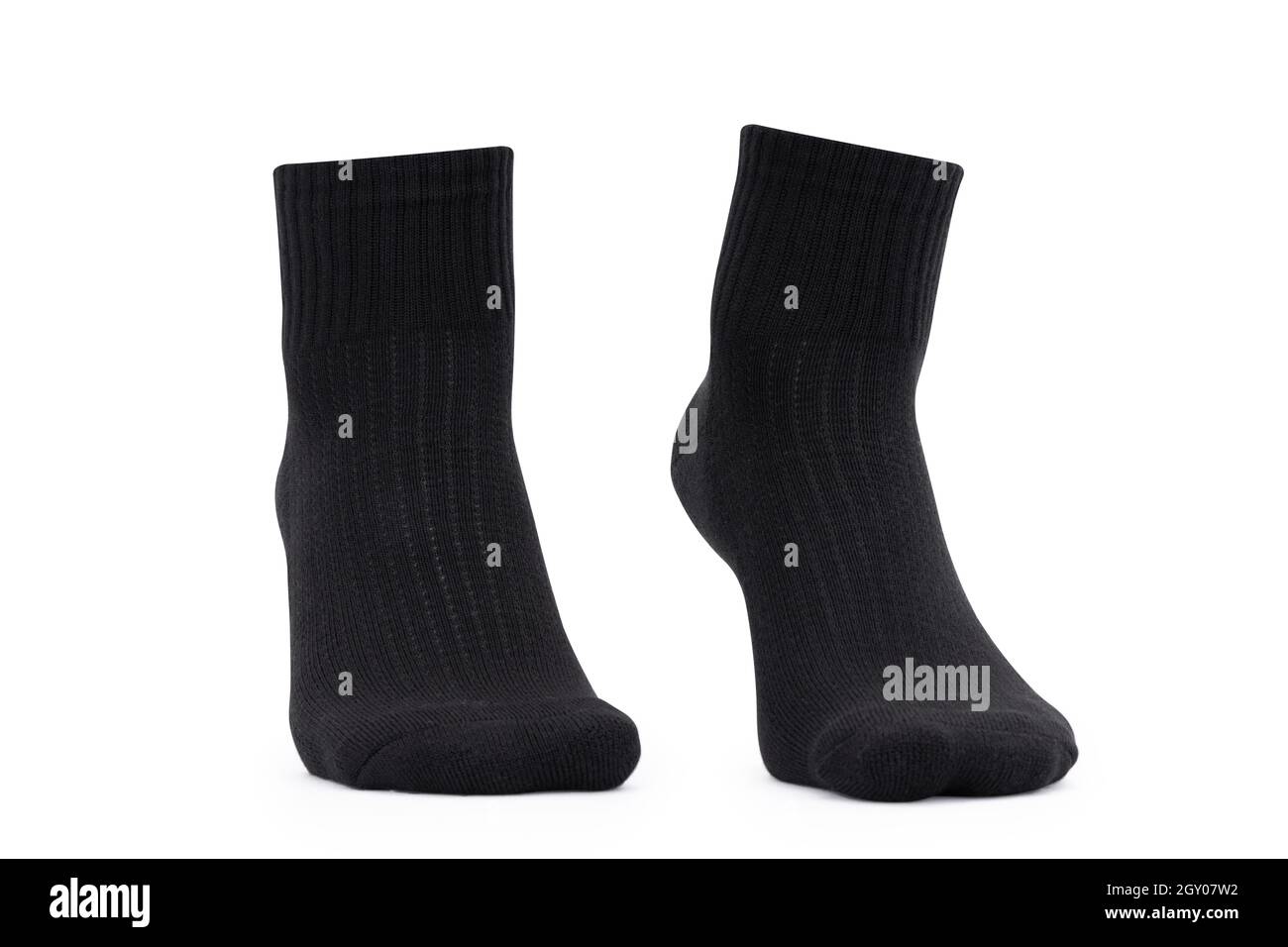 Blank black socks mockup isolated on white background with clipping ...