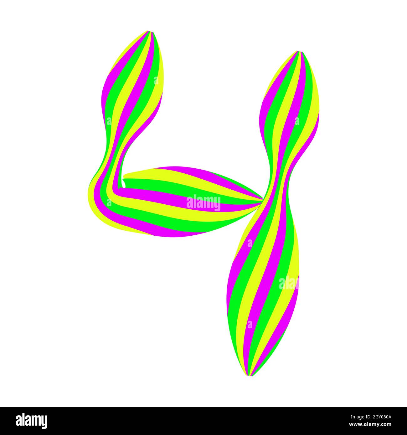 Number 4 made from caramel candy isolated on white. Font made of curved ...