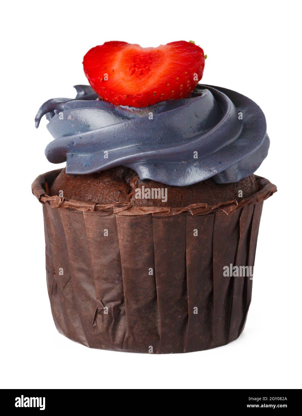 Single delicious cupcake with icing isolated on white background Stock ...