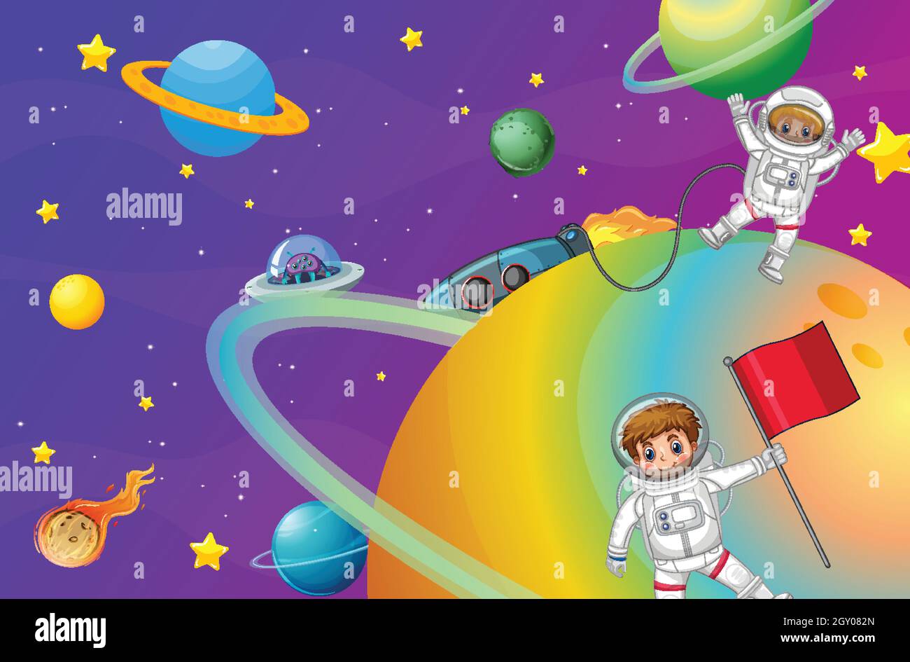 A space cartoon background scene illustration Stock Vector Image & Art ...