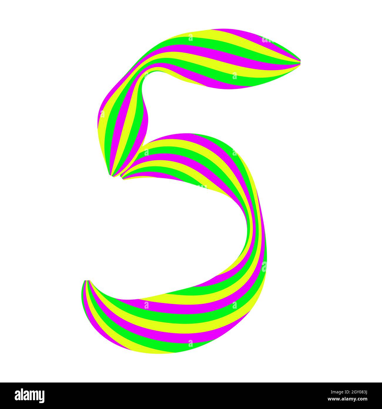 Number 5 made from caramel candy isolated on white. Font made of curved ...