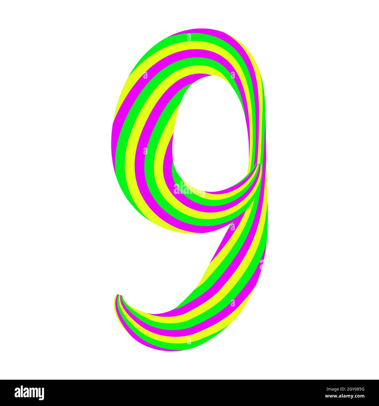 Number 9 made from caramel candy isolated on white. Font made of curved ...
