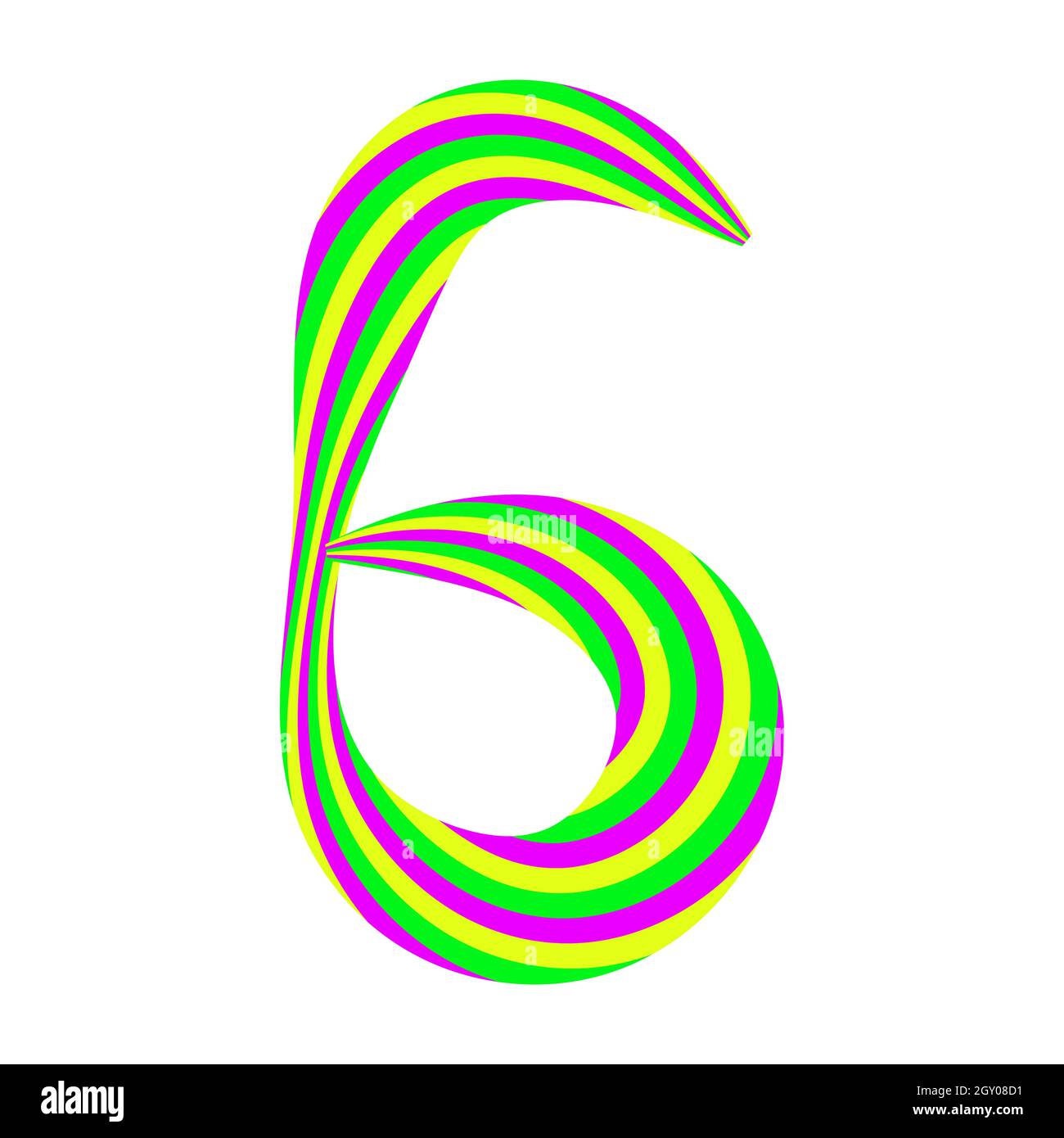 Number 6 made from caramel candy isolated on white. Font made of curved ...
