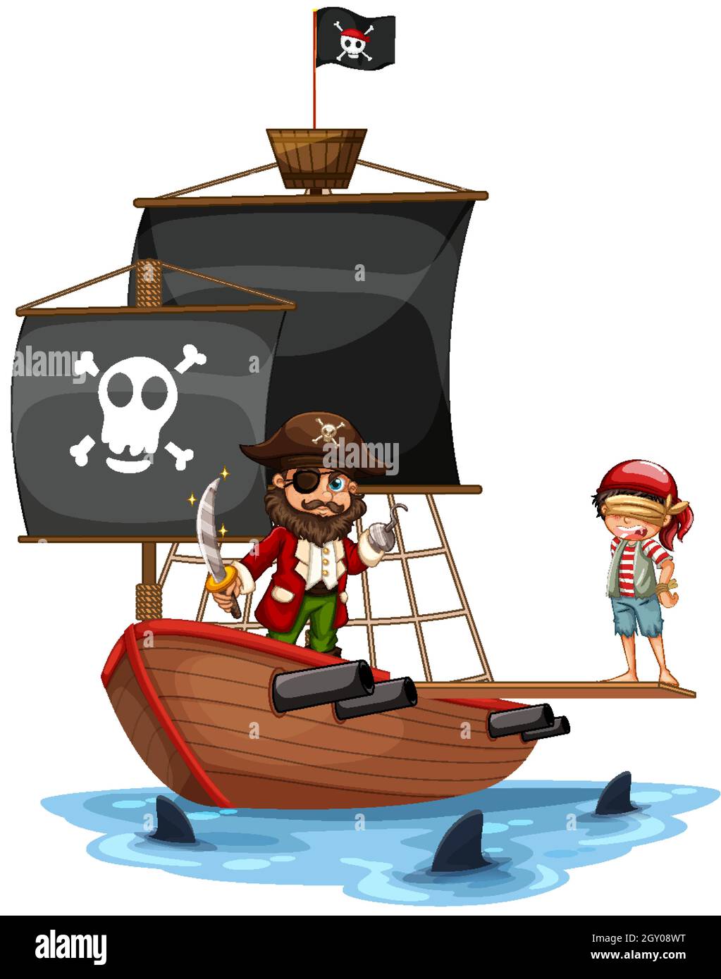 Pirate walking the plank Stock Vector Images - Alamy