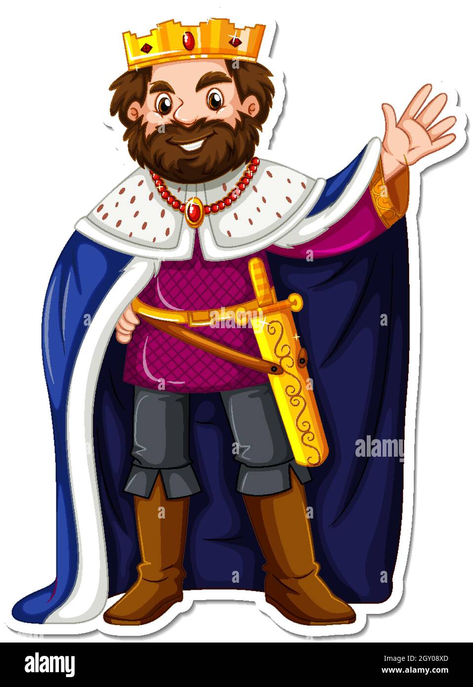King with blue robe cartoon character sticker illustration Stock Vector ...