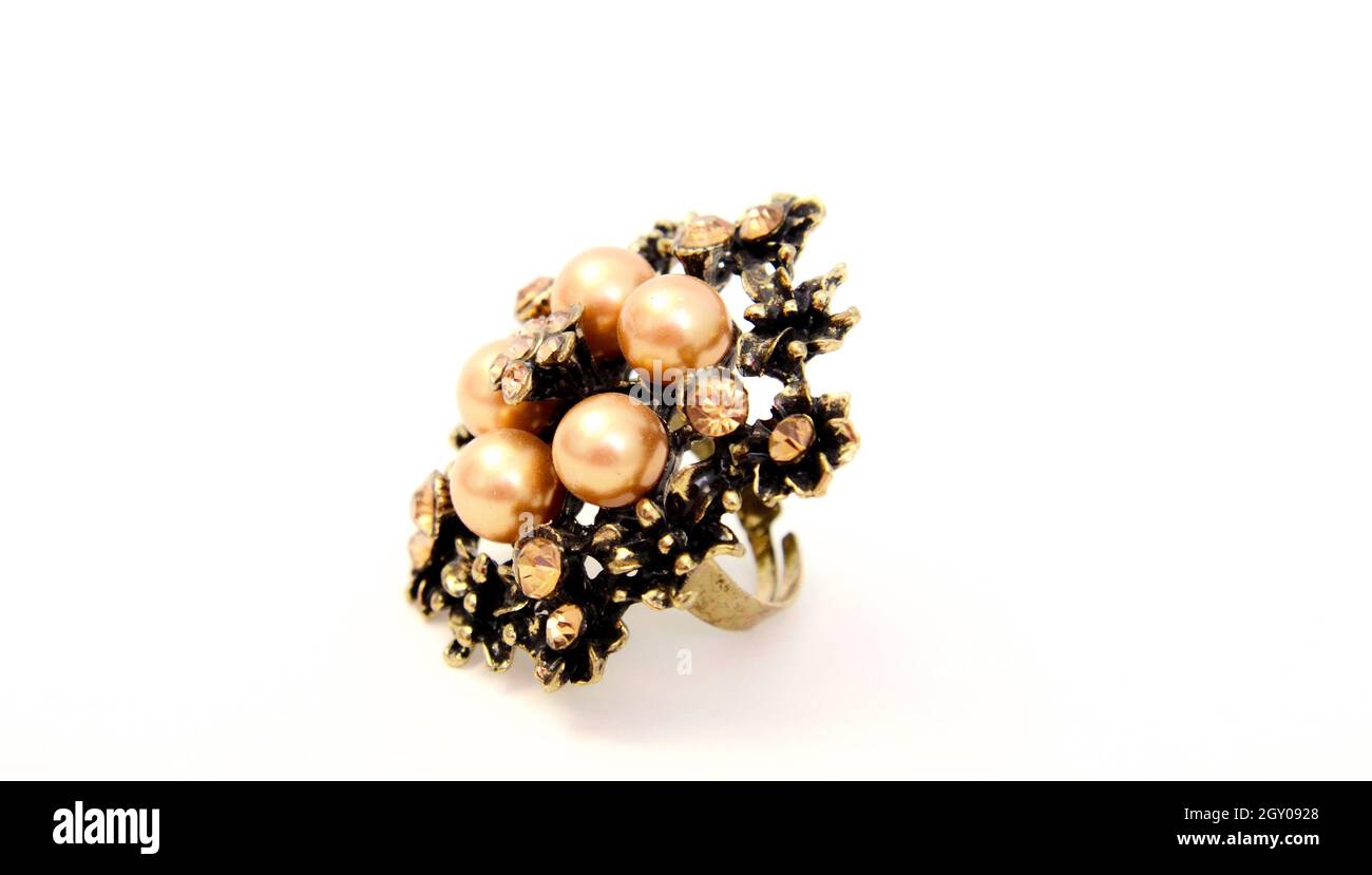 picture of a Fashion ring on white background Stock Photo - Alamy