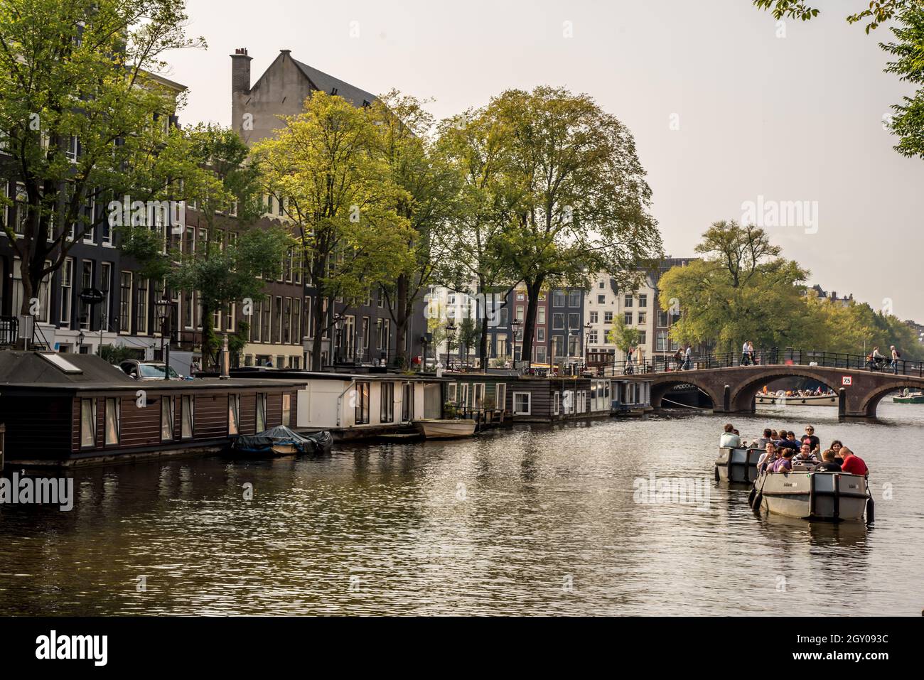 Amsterdam, the Netherlands. September 2021. The river Amstel in ...