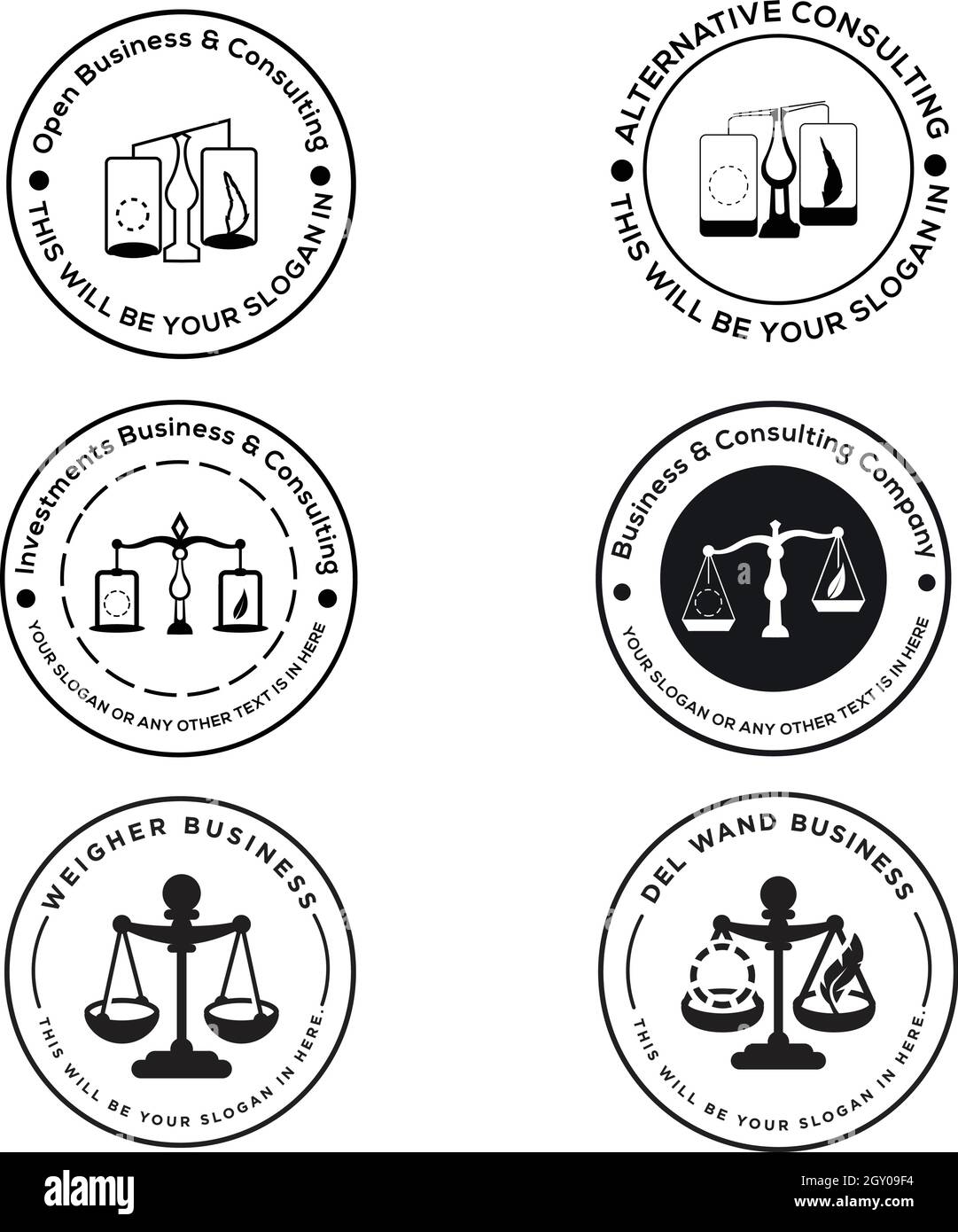 Set of consulting business scale balance logo design Stock Vector Image ...