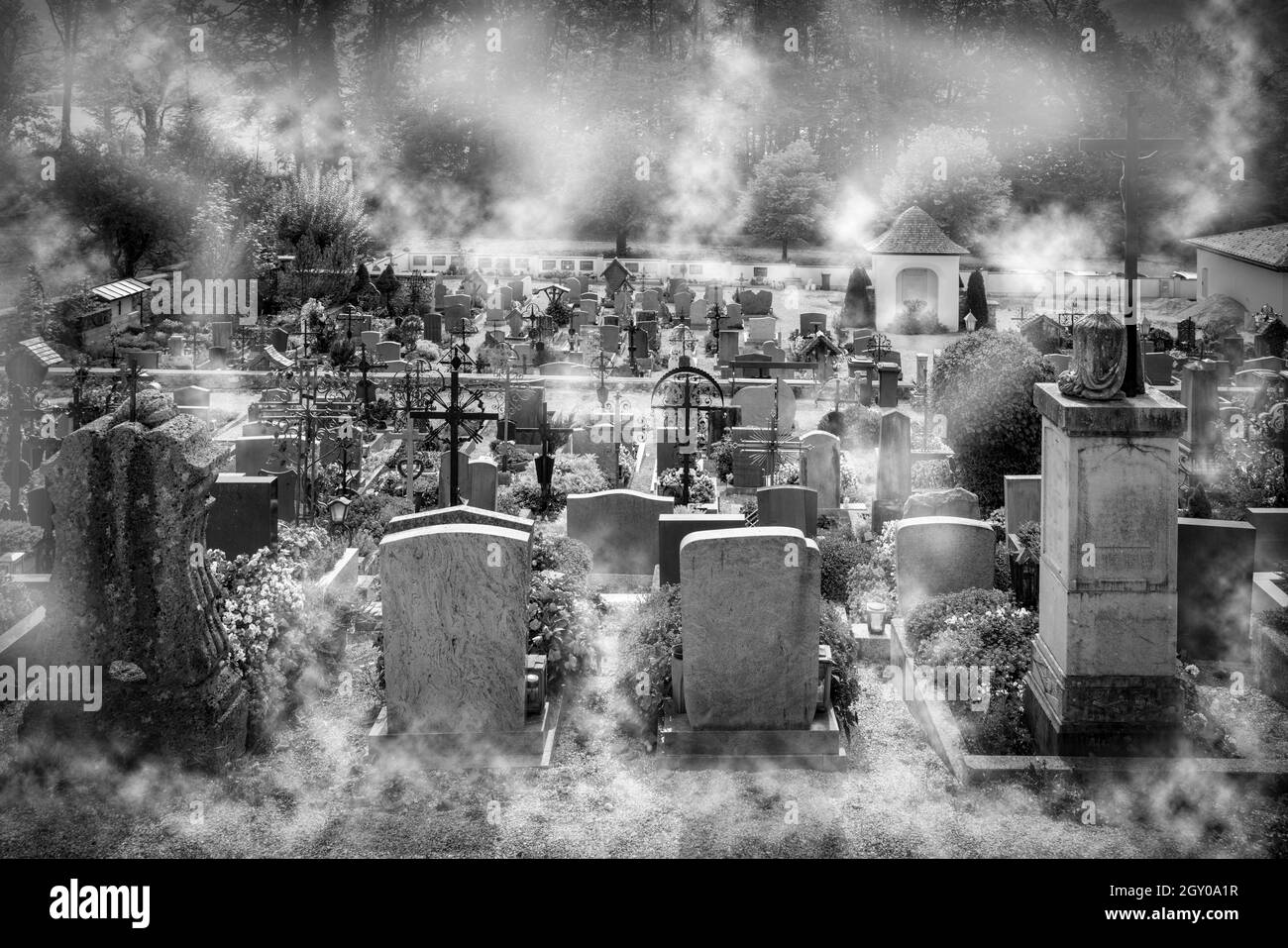 Horror scene of spectre Black and White Stock Photos & Images - Alamy