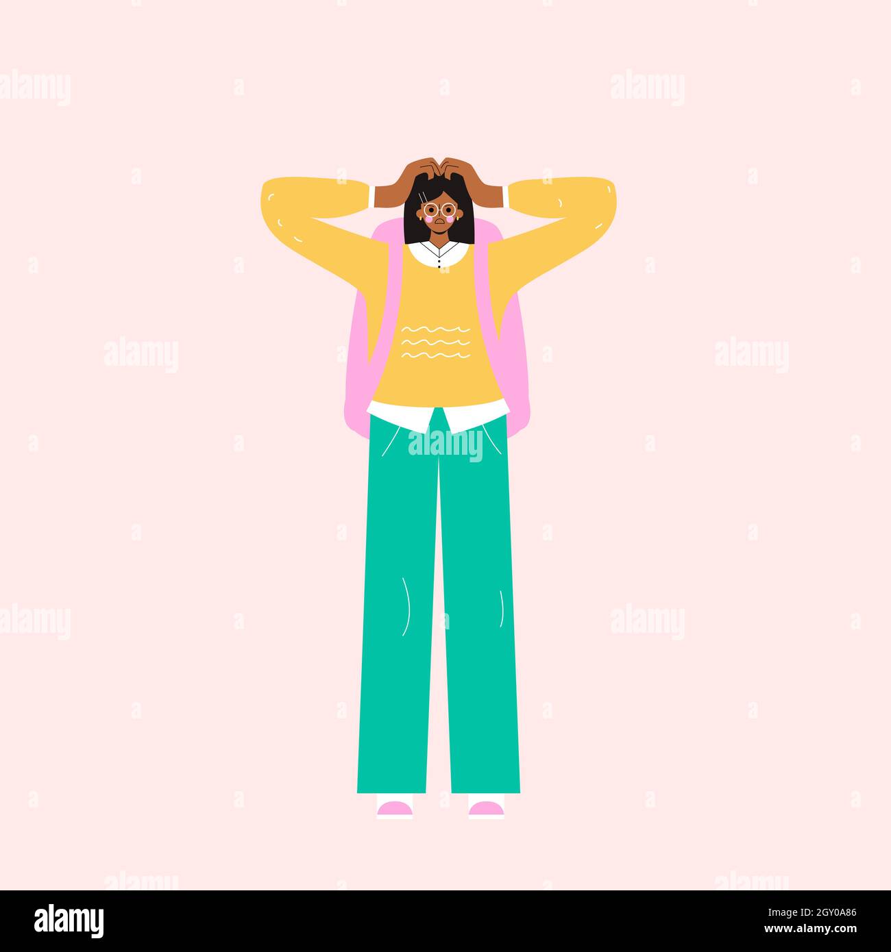 Cartoon confused female face thought hi-res stock photography and ...