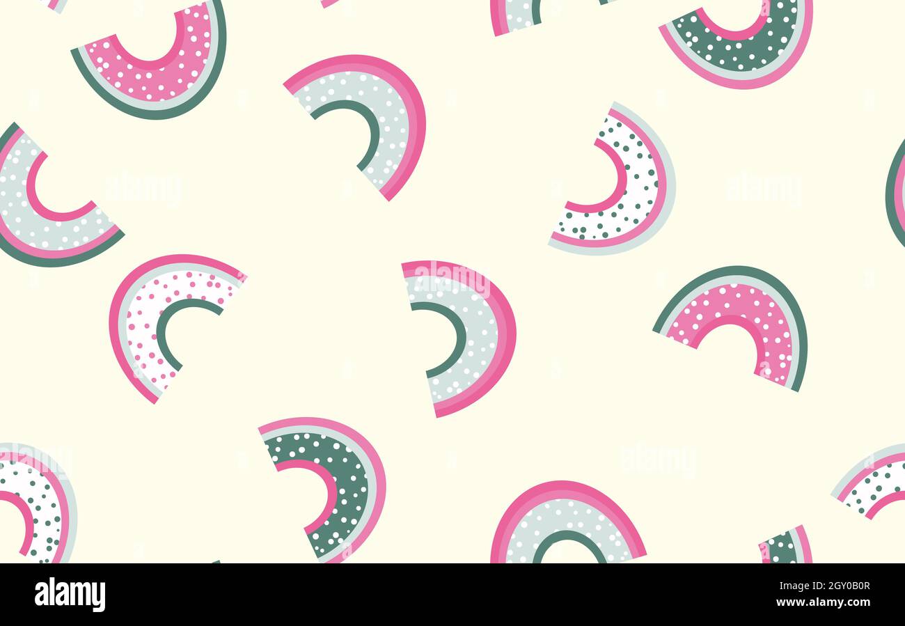 Trendy seamless pattern with colorful rainbow on color background ...