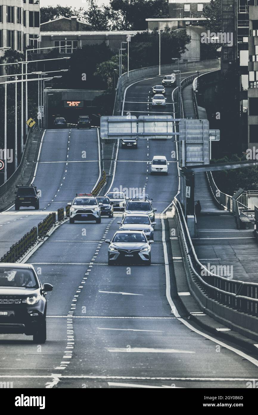 Dec 07, 2020: A vertical shot of cars driving on a highway Stock Photo ...
