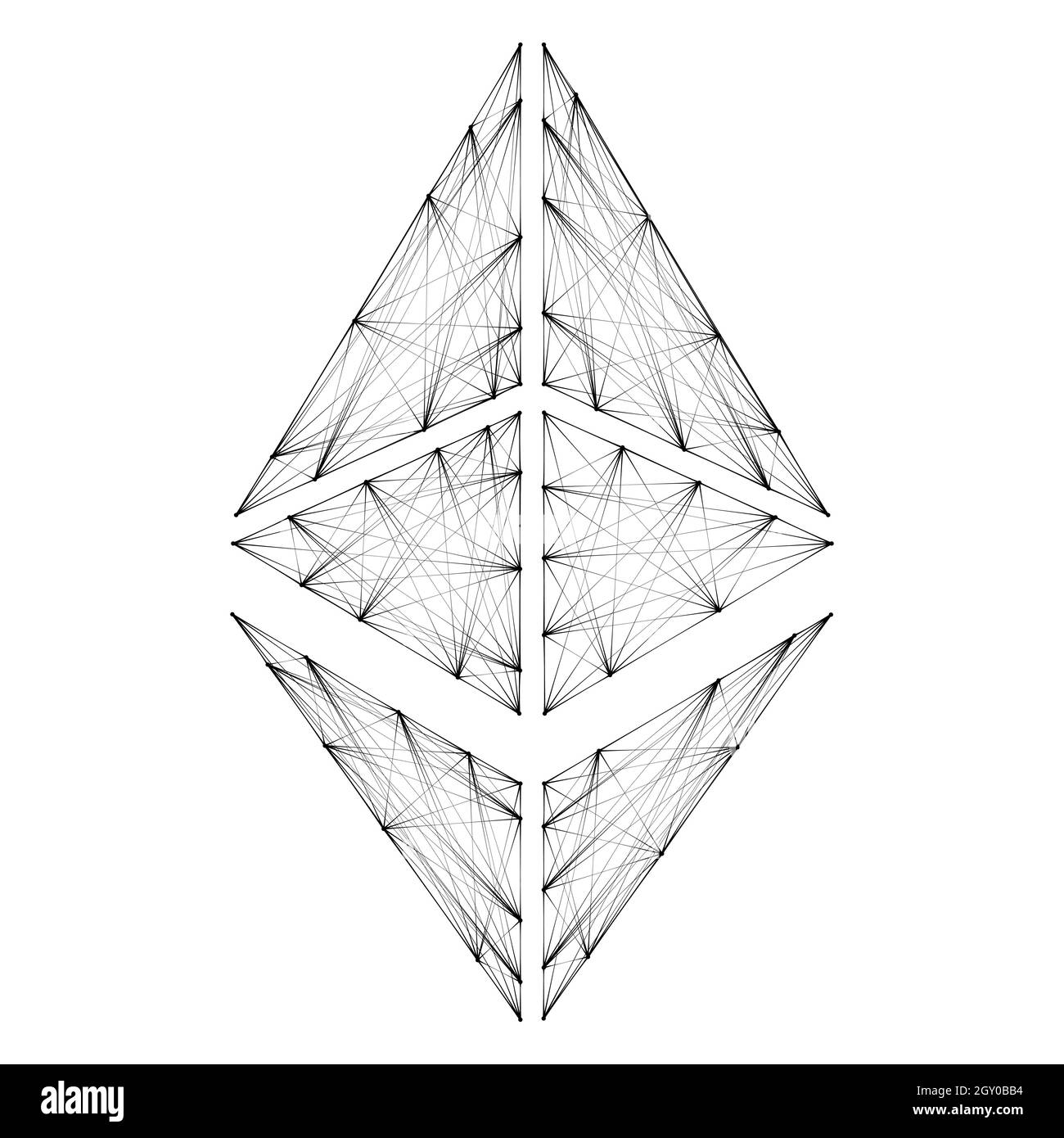 Ethereum ETH cryptocurrency token symbol, linear polygonal black coin ...