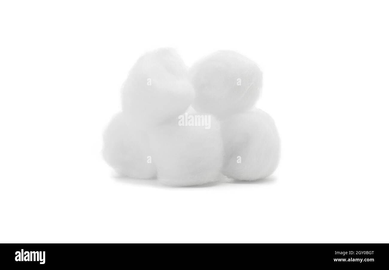 Balls of fluffy cotton wool isolated on white background Stock Photo ...