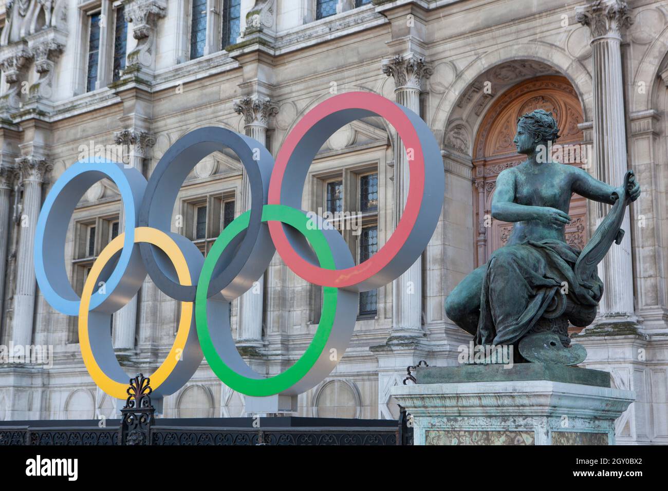 Paris, France, 4 October 2021: outside the Hotel de Ville in central ...