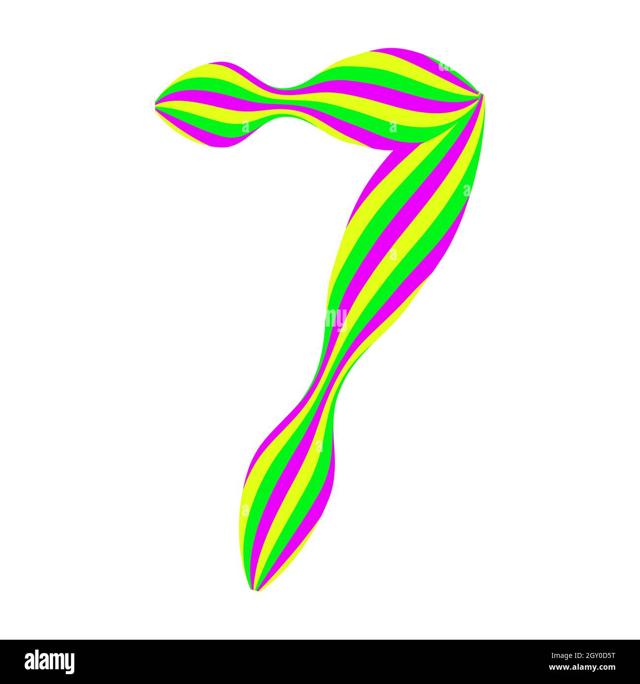 Number 7 made from caramel candy isolated on white. Font made of curved ...