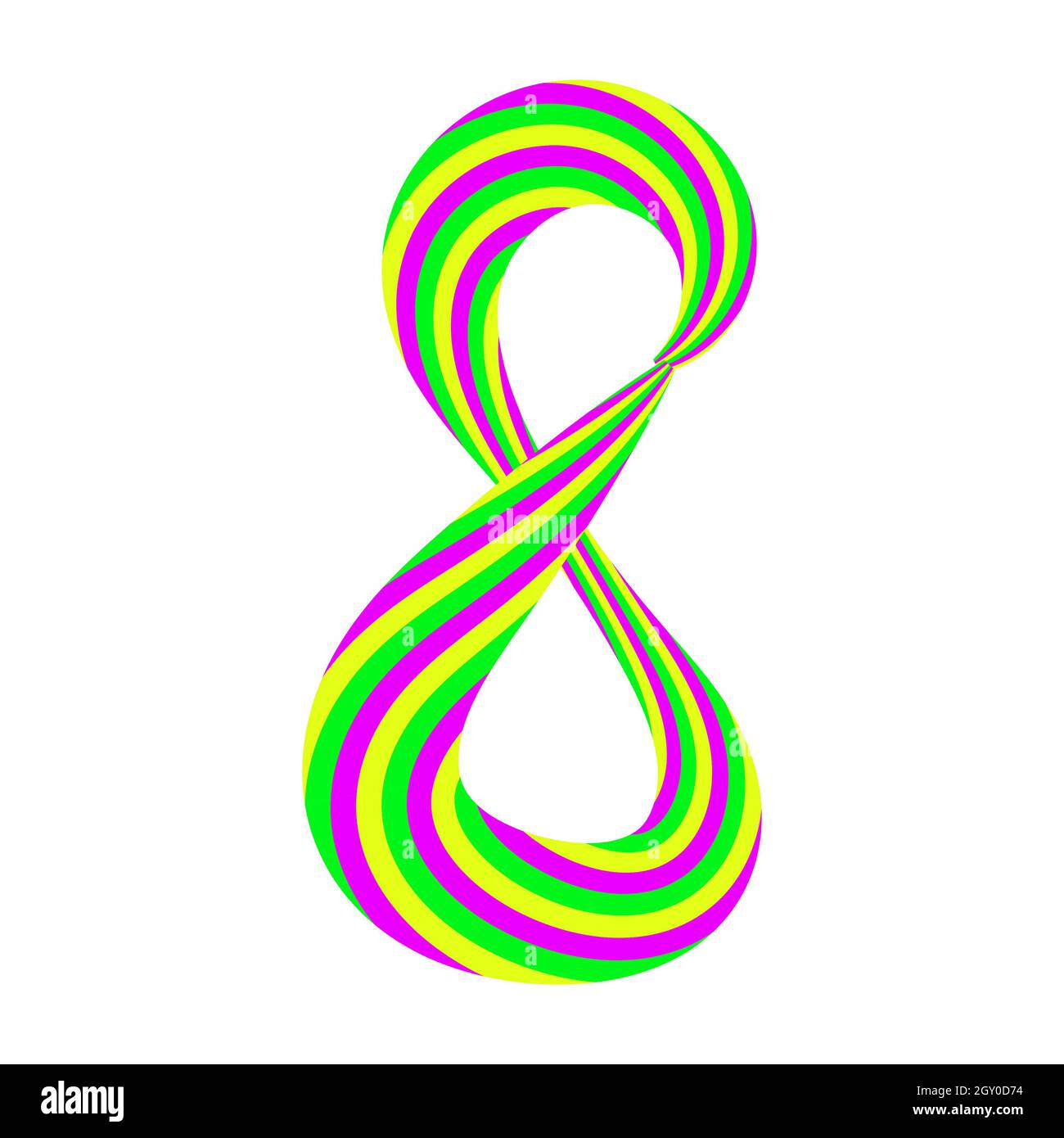 Number 8 made from caramel candy isolated on white. Font made of curved ...