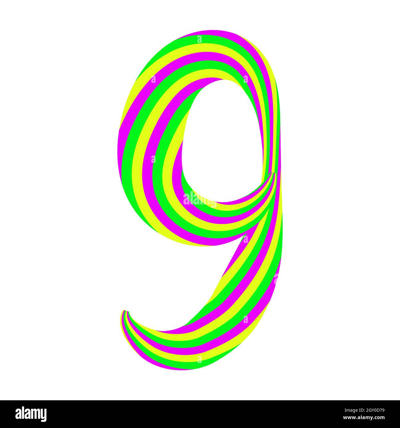 Number 9 made from caramel candy isolated on white. Font made of curved ...