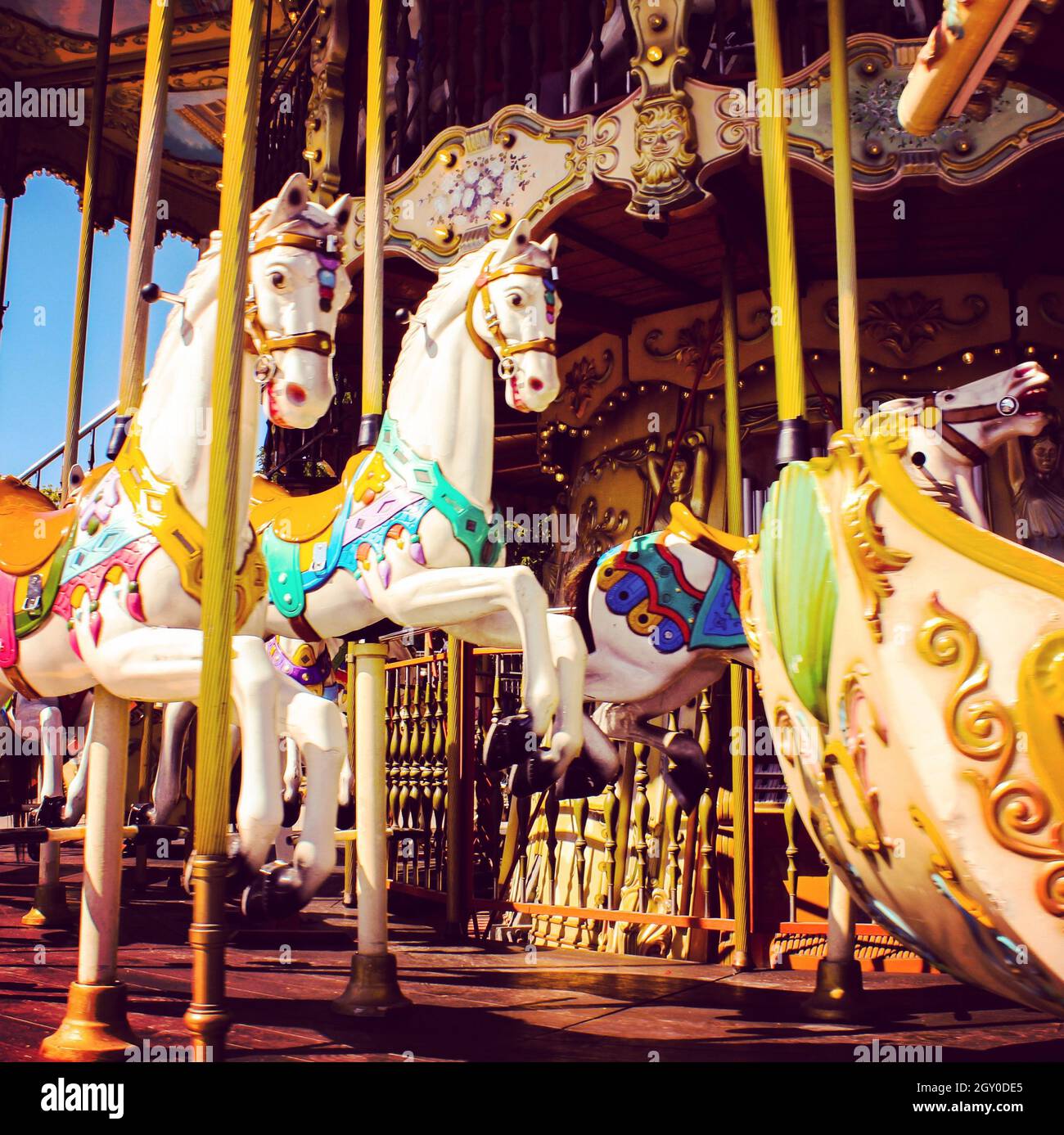 French carousel in a recreation park Stock Photo - Alamy