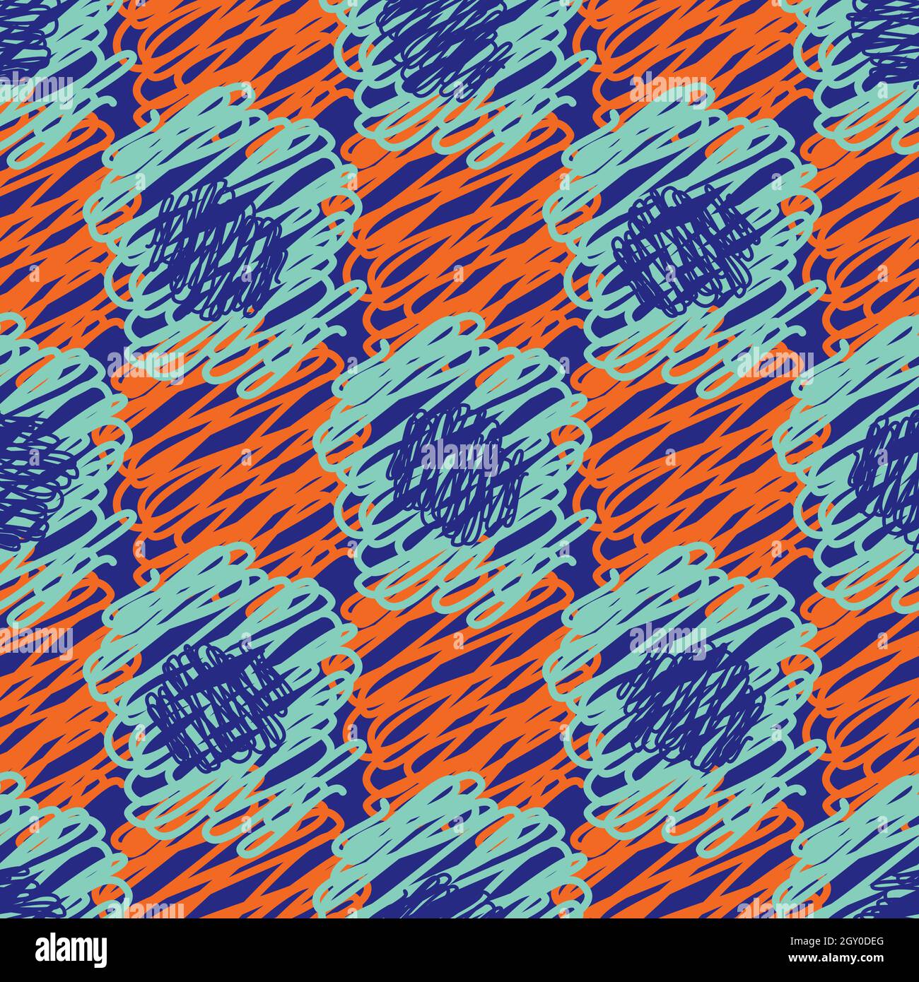 Scribbled circle color vector seamless vector pattern background. Mix ...