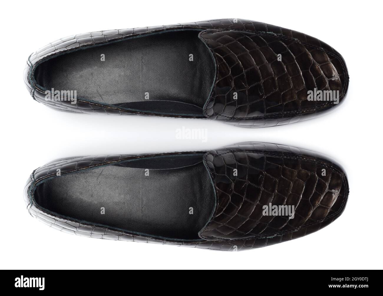 Classic male leather shoes isolated on a white, top view Stock Photo ...