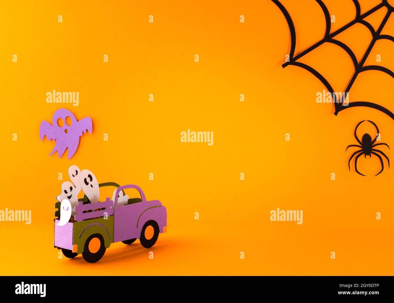 Happy halloween holiday concept. Halloween handmade paper decorations ...